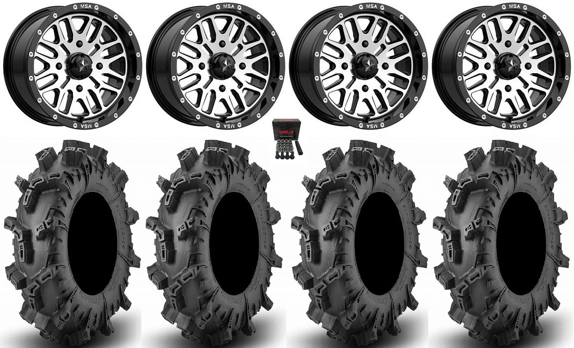 MSA Brute 15" Wheels Machined 32" Terminator Max Tires Polaris RZR XP ...