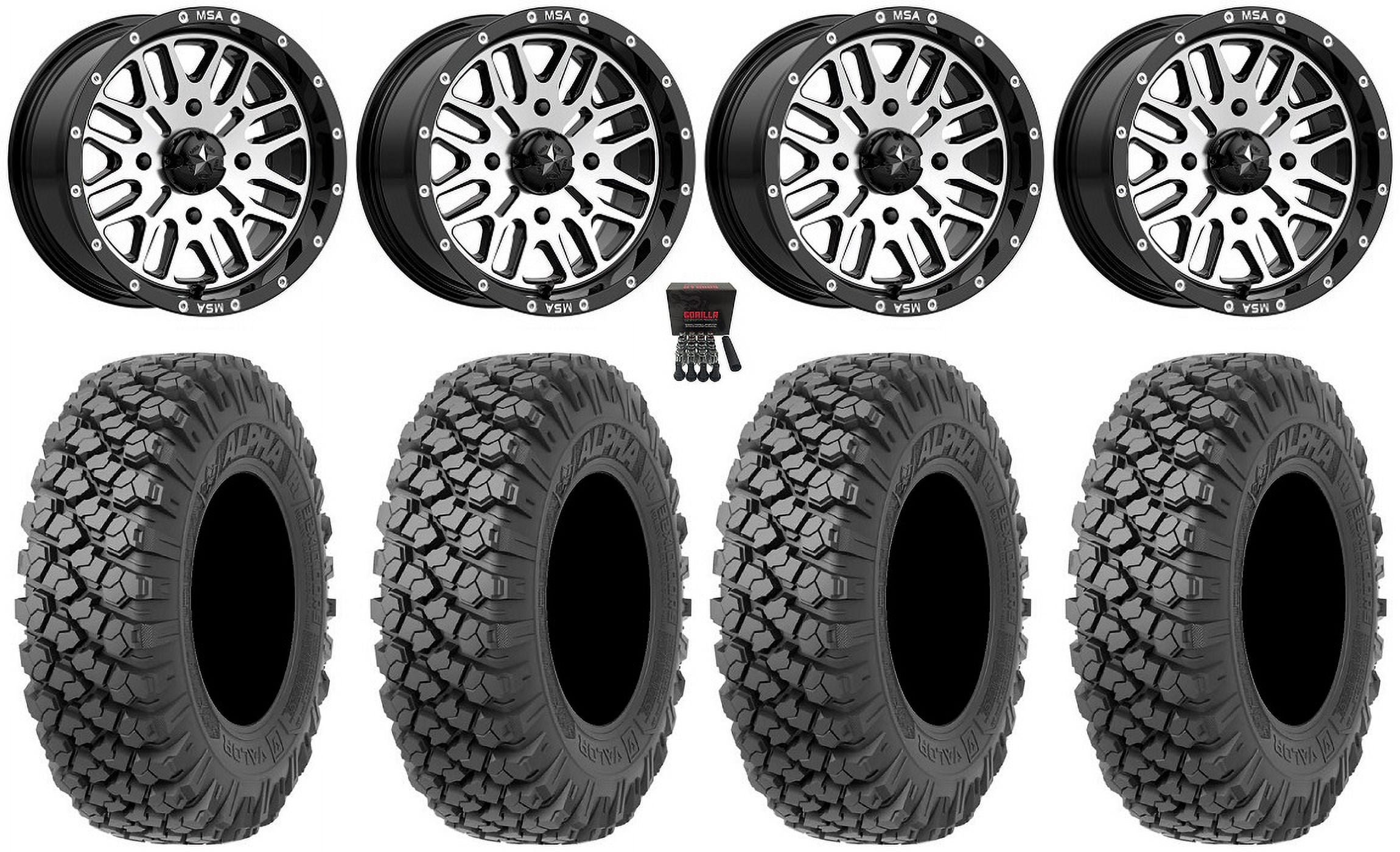 MSA Brute 15" Wheels Machined 35" Alpha Tires Can-Am Maverick X3 ...