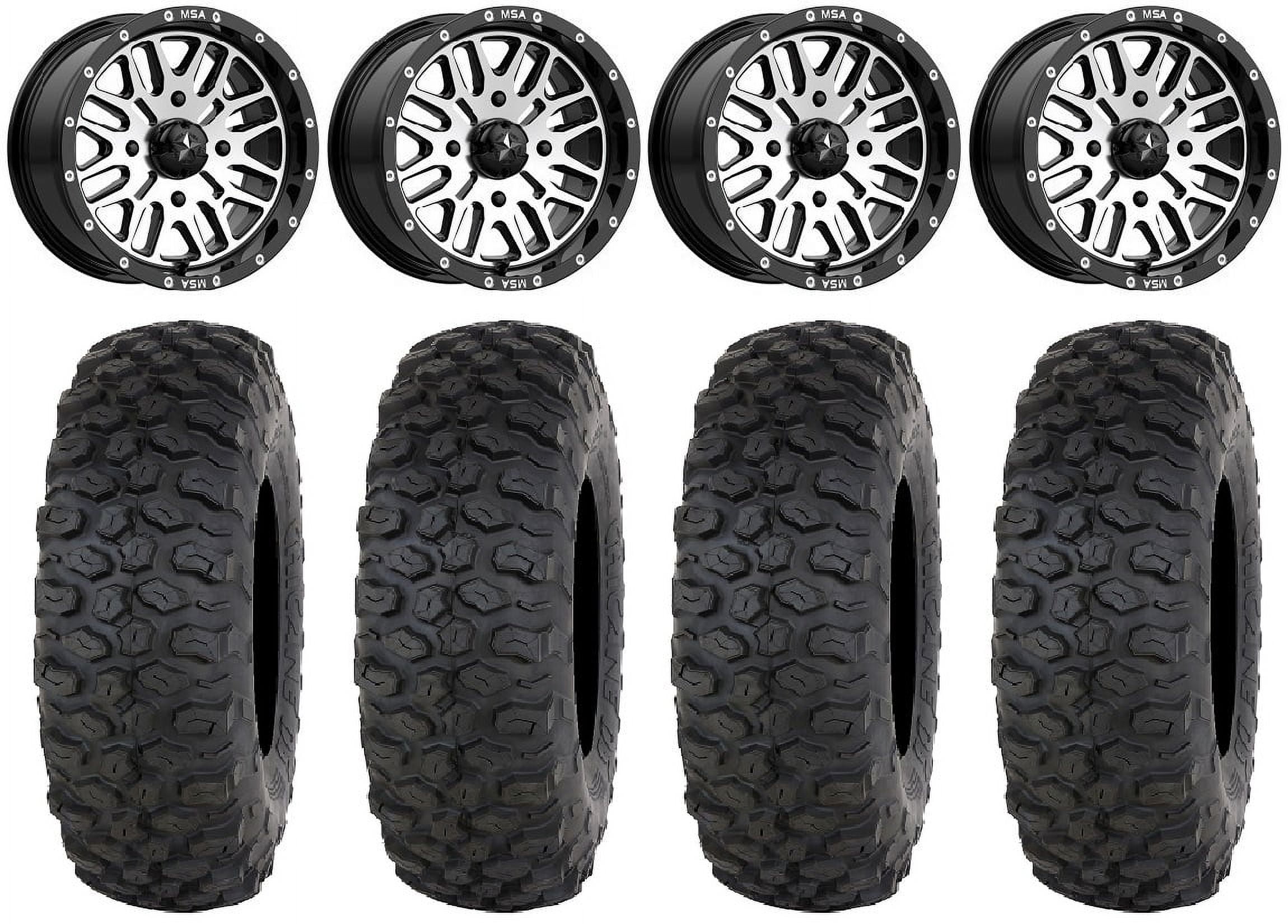 MSA Brute 15" Wheels Machined 35" Chicane DS Tires Can-Am Commander ...