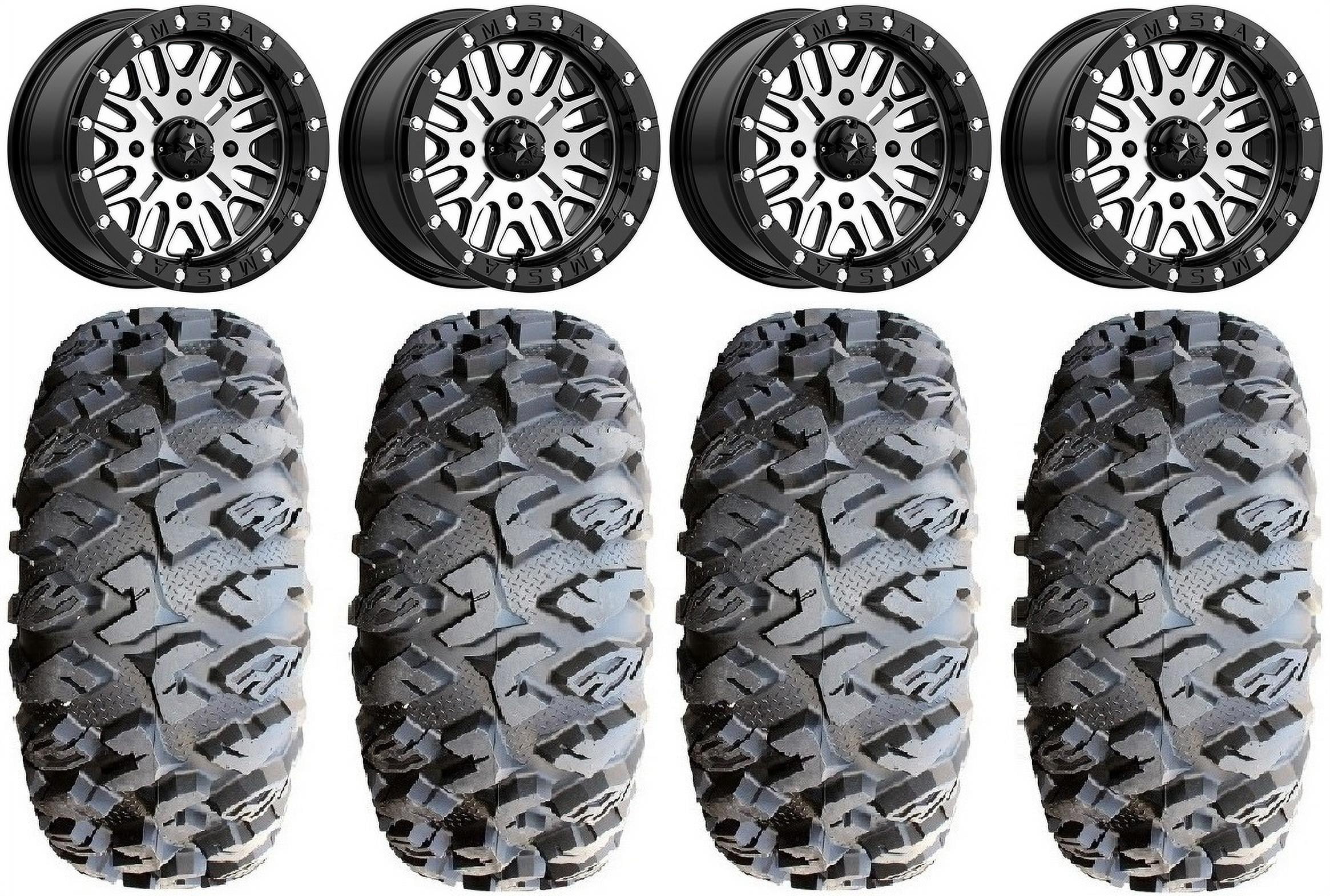 MSA Brute Beadlock 14" UTV Wheels 27" MotoClaw Tires Yamaha Viking Wolverine YXZ1000R CFMoto ...