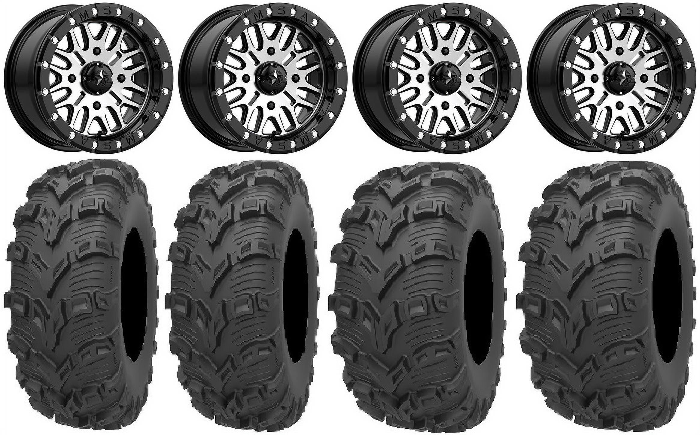MSA Brute Beadlock 14" UTV Wheels 28" Bear Claw EVO Tires Yamaha Viking ...