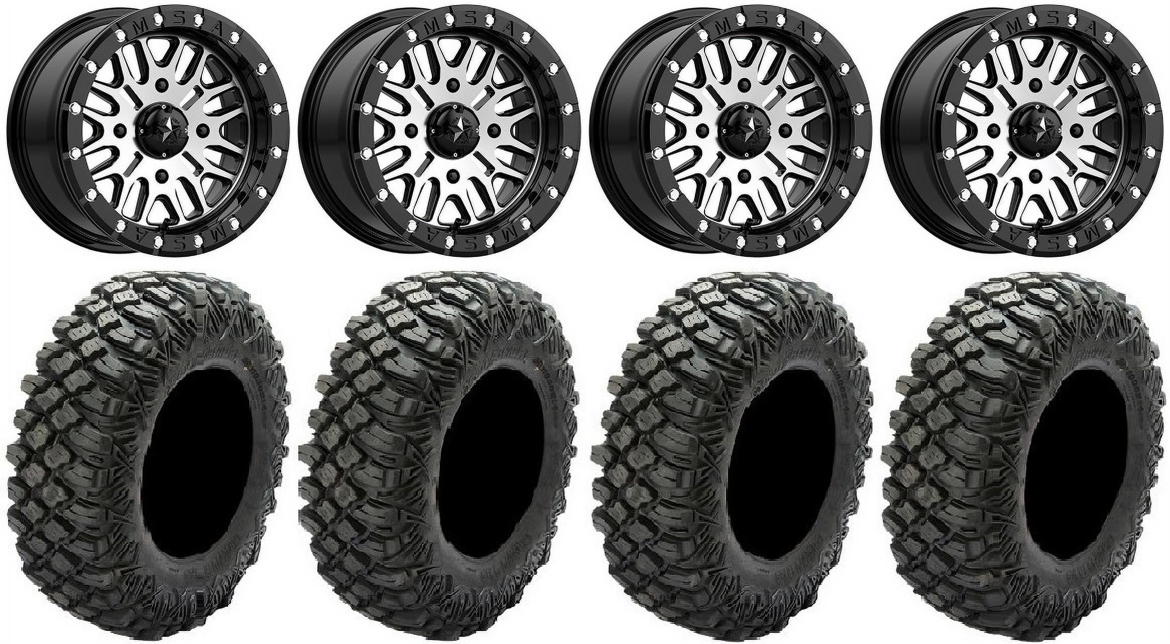 MSA Brute Beadlock 14" UTV Wheels 28" Crawler XR Tires Yamaha Viking ...