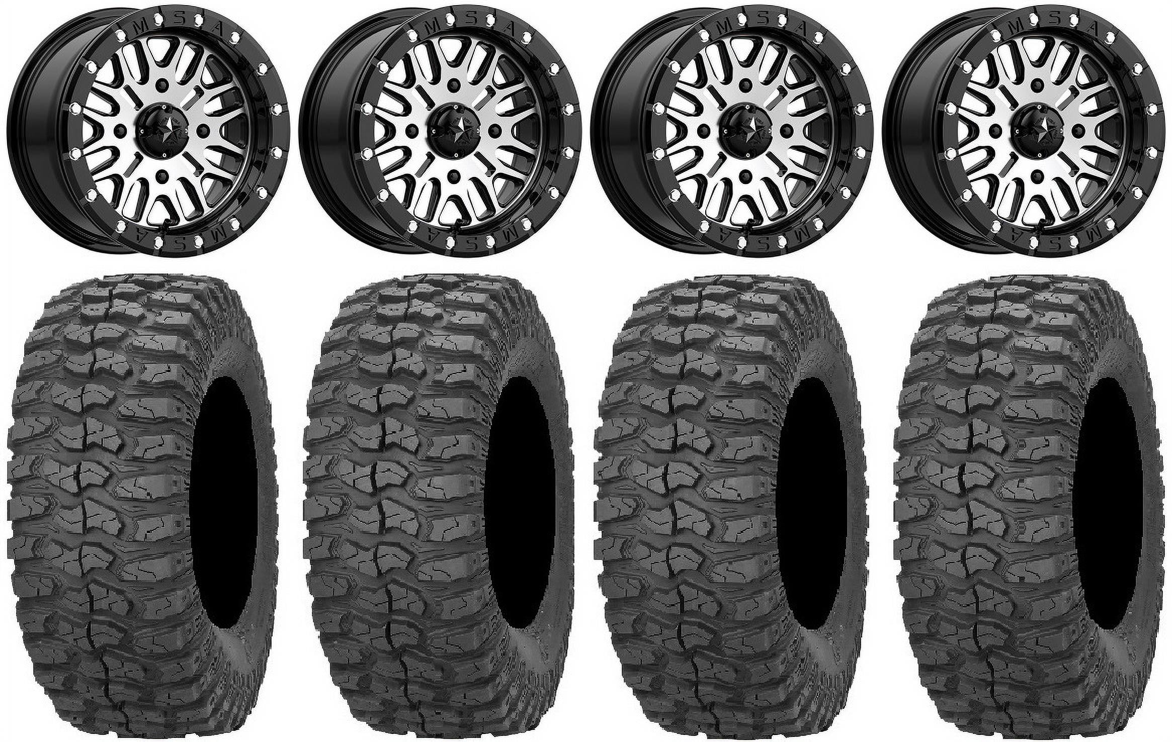 MSA Brute Beadlock 14" UTV Wheels 28" Rock-A-Billy Tires Yamaha Viking ...