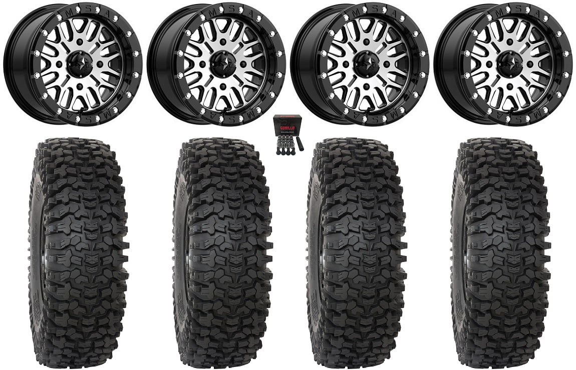MSA Brute Beadlock 14" Wheels Machined 27" RC500 Tires Polaris RZR XP ...