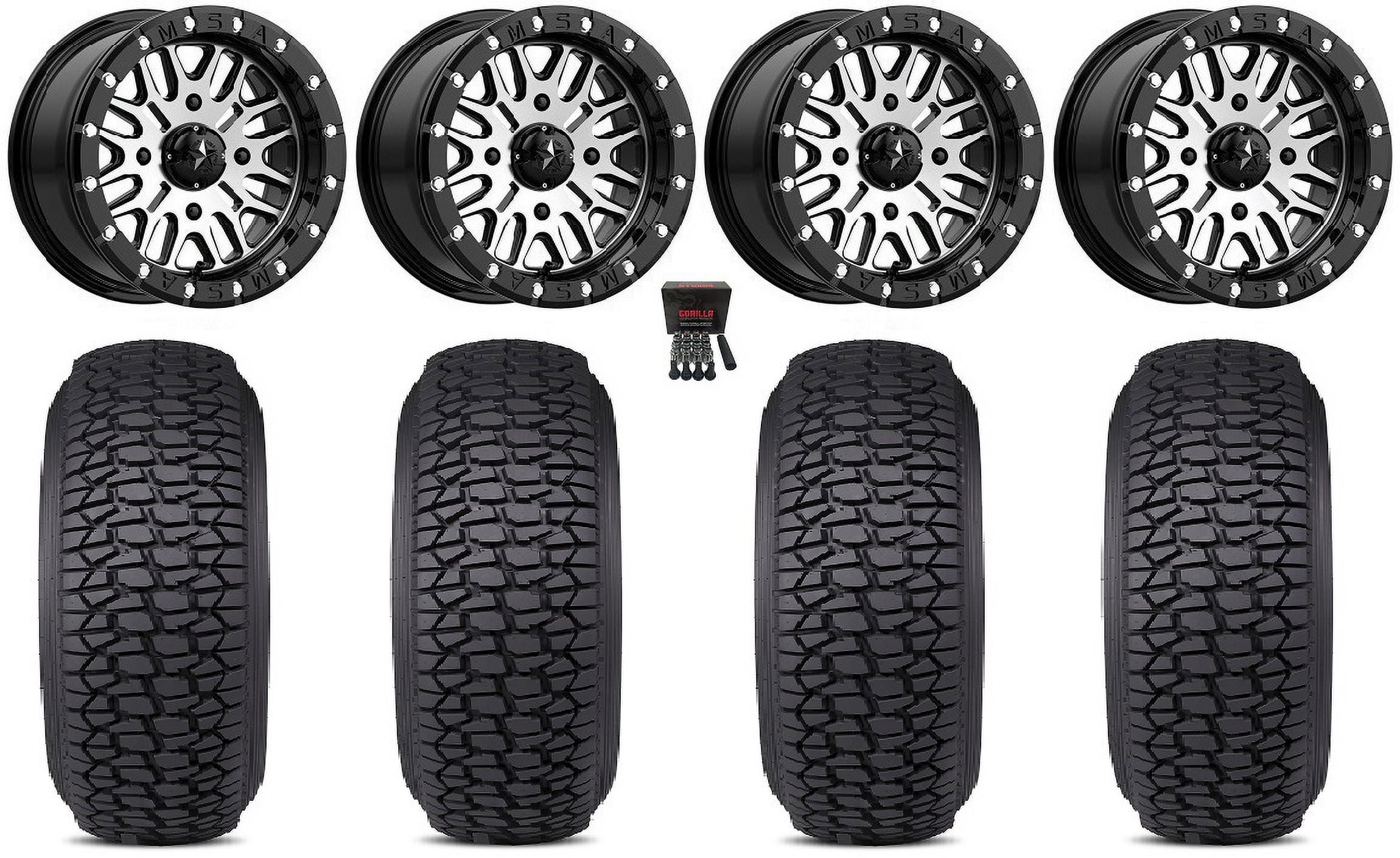 MSA Brute Beadlock 14" Wheels Machined 28" Regulator 2 Tires Can-Am ...