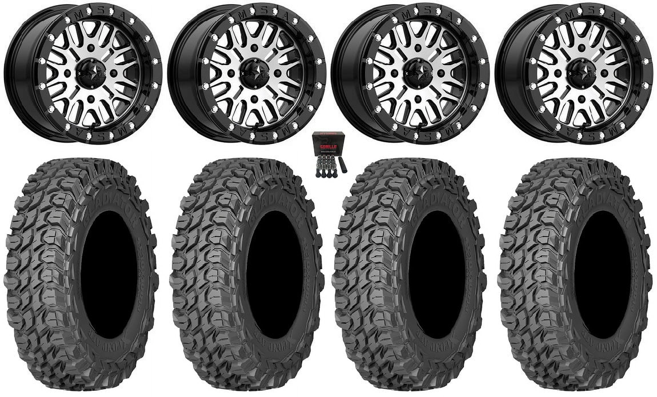 MSA Brute Beadlock 14" Wheels Machined 28" X Comp ATR Tires Sportsman ...