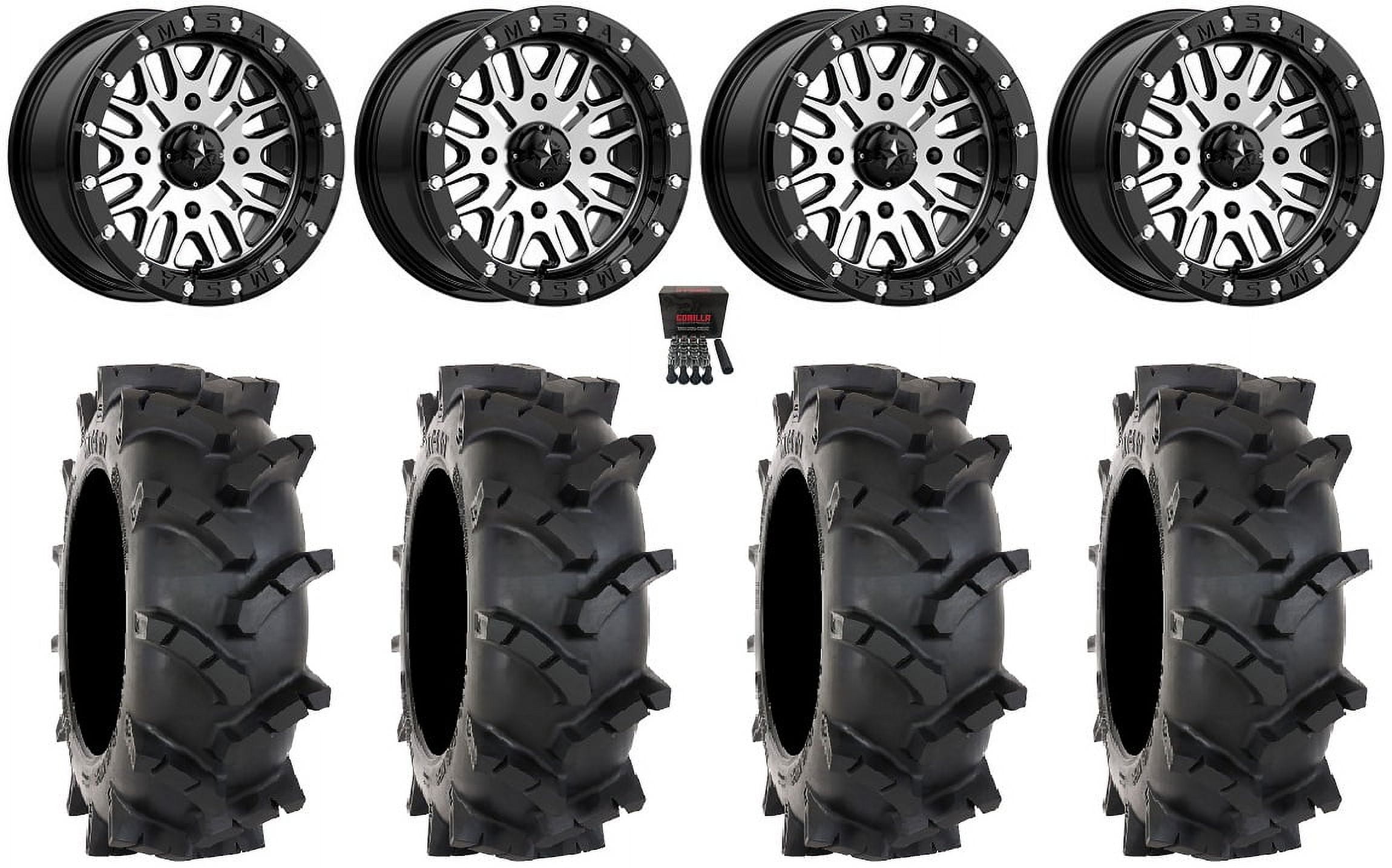 MSA Brute Beadlock 14" Wheels Machined 30" MT410 Tires Sportsman RZR ...