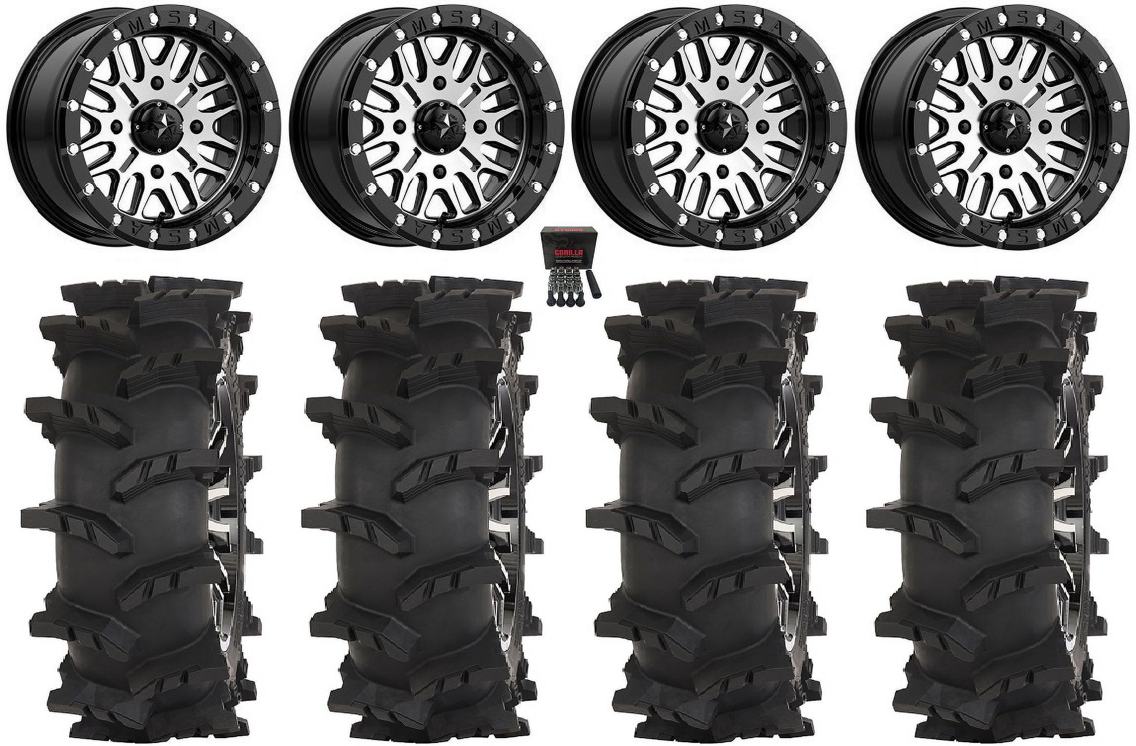 MSA Brute Beadlock 14" Wheels Machined 30" Outlaw Max Tires Polaris RZR ...