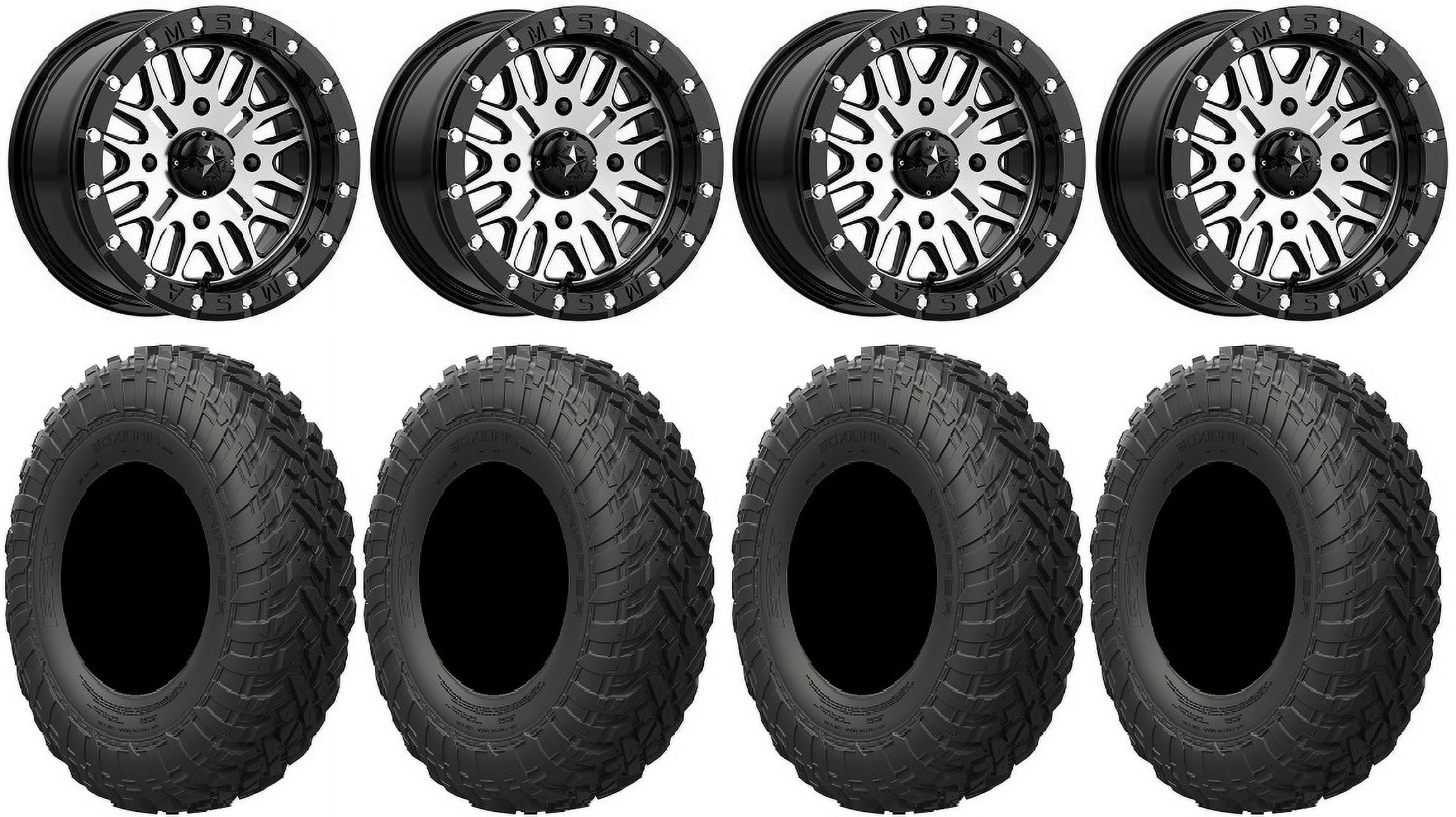 MSA Brute Beadlock 14" Wheels Mh 28" Gripper M/T Tires Yamaha Viking ...