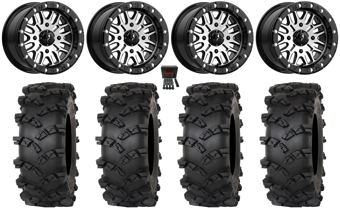 MSA Brute Beadlock 14" Wheels Mh 30" Outlaw M/T Tires Honda Rincon ...