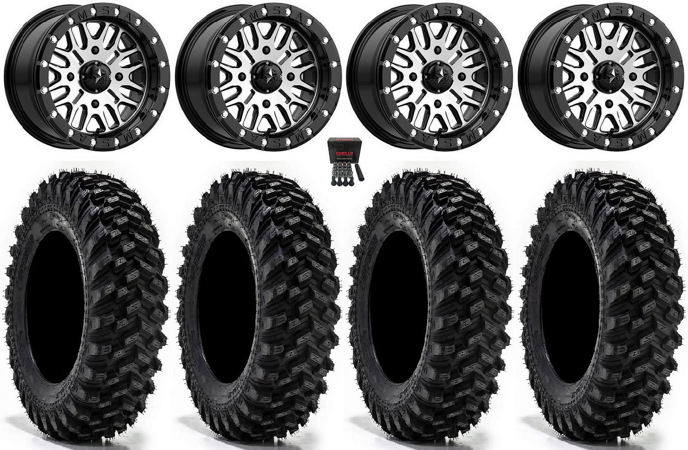 MSA Brute Beadlock 14" Wheels Mh 32" Warrior XT Tires Kawasaki Mule Pro ...