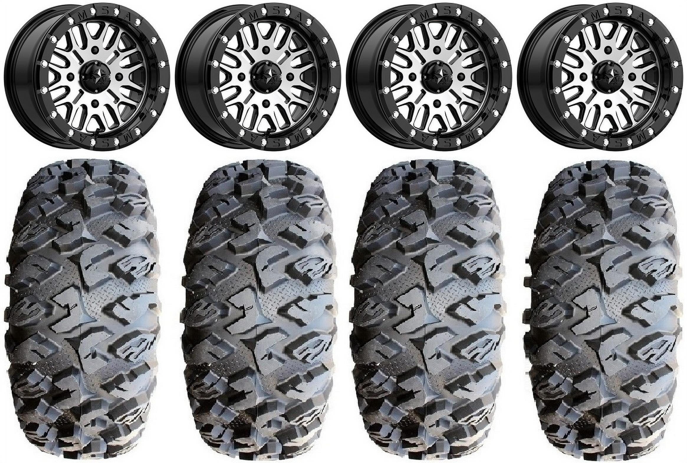 MSA Brute Beadlock 15" ATV Wheels 28" MotoClaw Tires Sportsman RZR ...