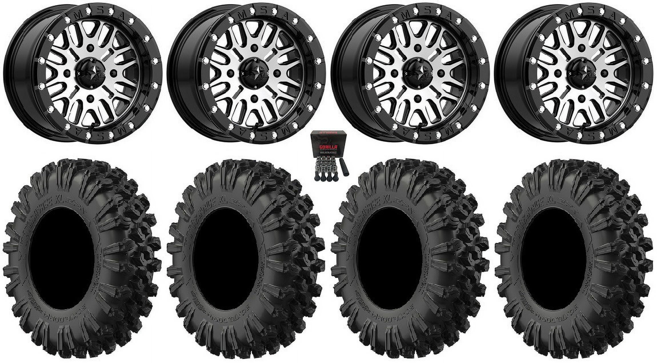 MSA Brute Beadlock 15" UTV Wheels 35" MotoRavage XL Tires Polaris RZR XP 1000 / PRO XP / Ranger ...