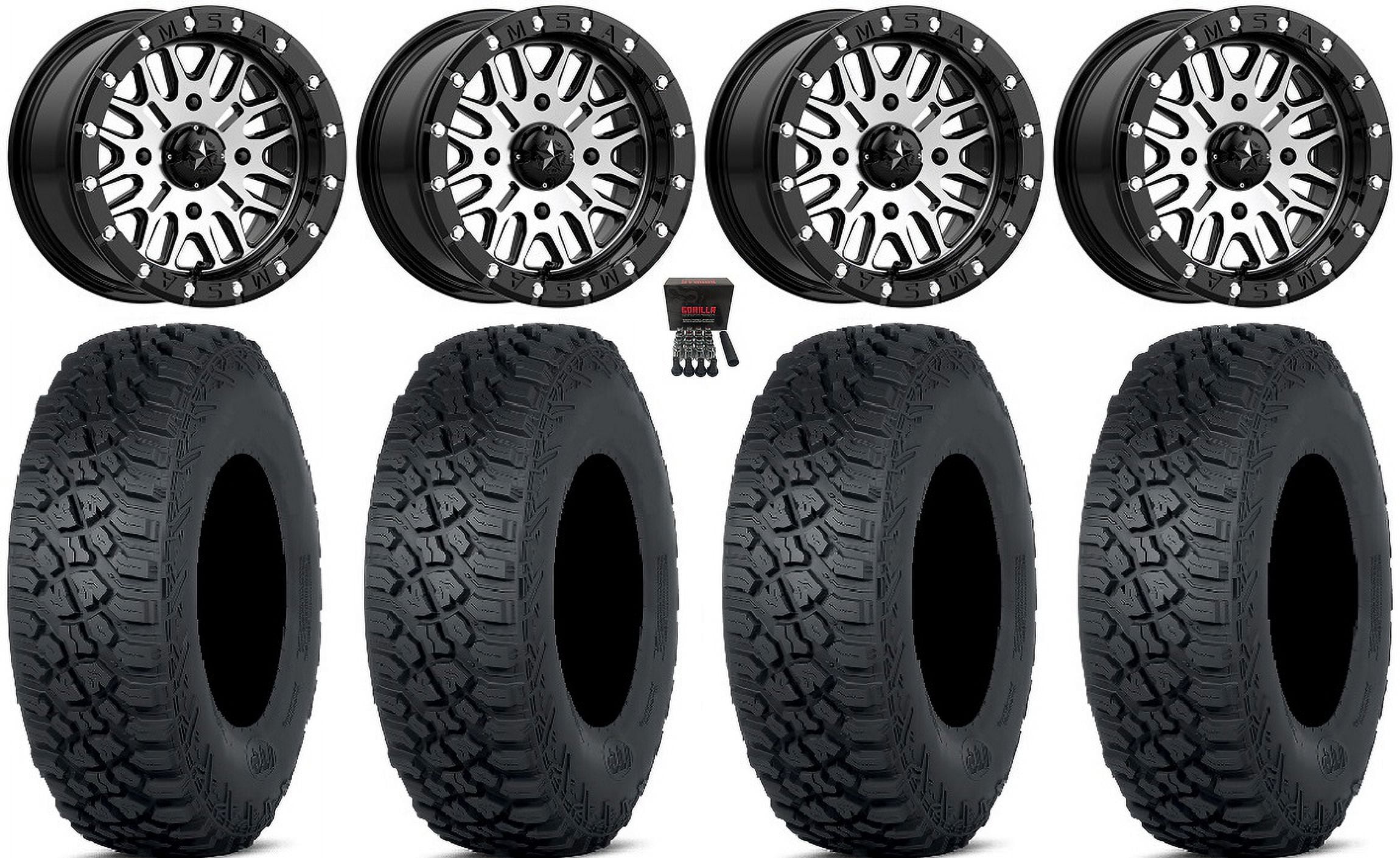 MSA Brute Beadlock 15" UTV Wheels 35" Tenacity XNR Tires Polaris RZR XP ...