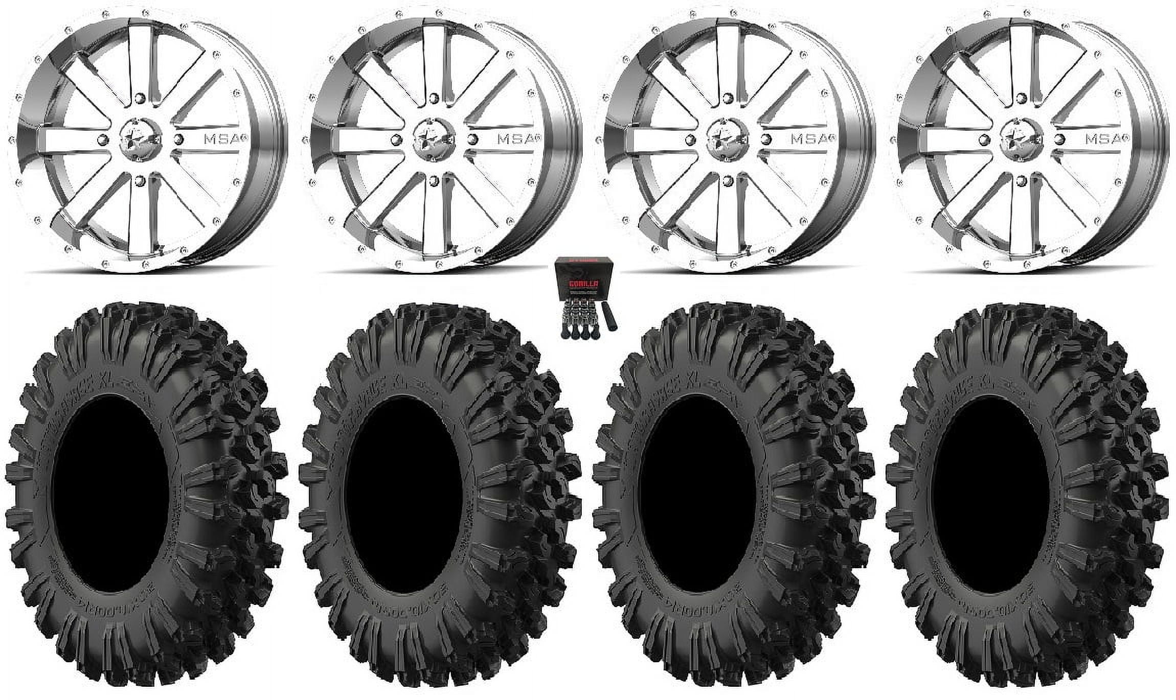 MSA Chrome Flash 18" UTV Wheels 40" MotoRavage XL Tires Polaris RZR XP ...