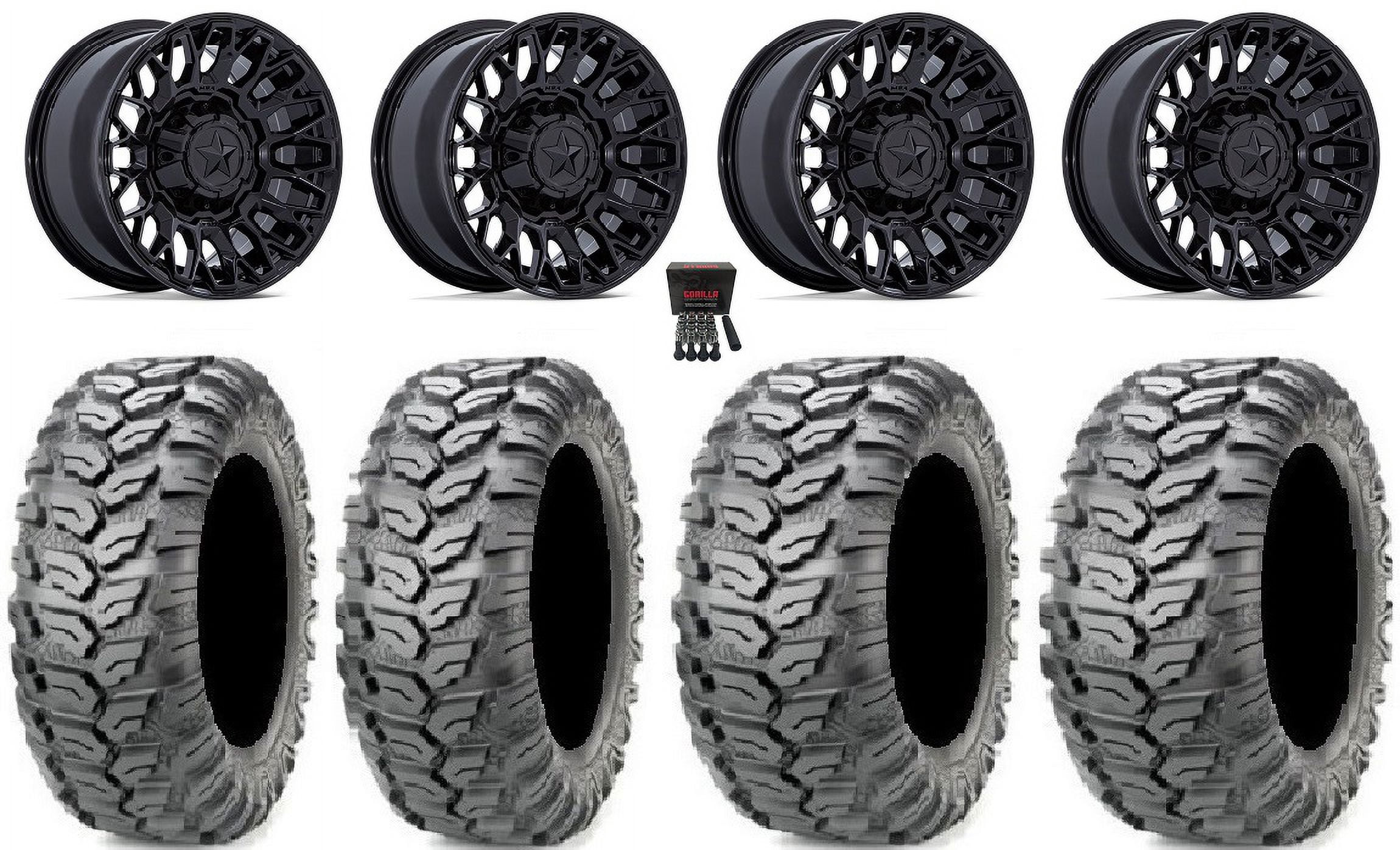 MSA Clubber 14" Wheels Black 26" Ceros Tires Kawasaki Teryx Mule ...