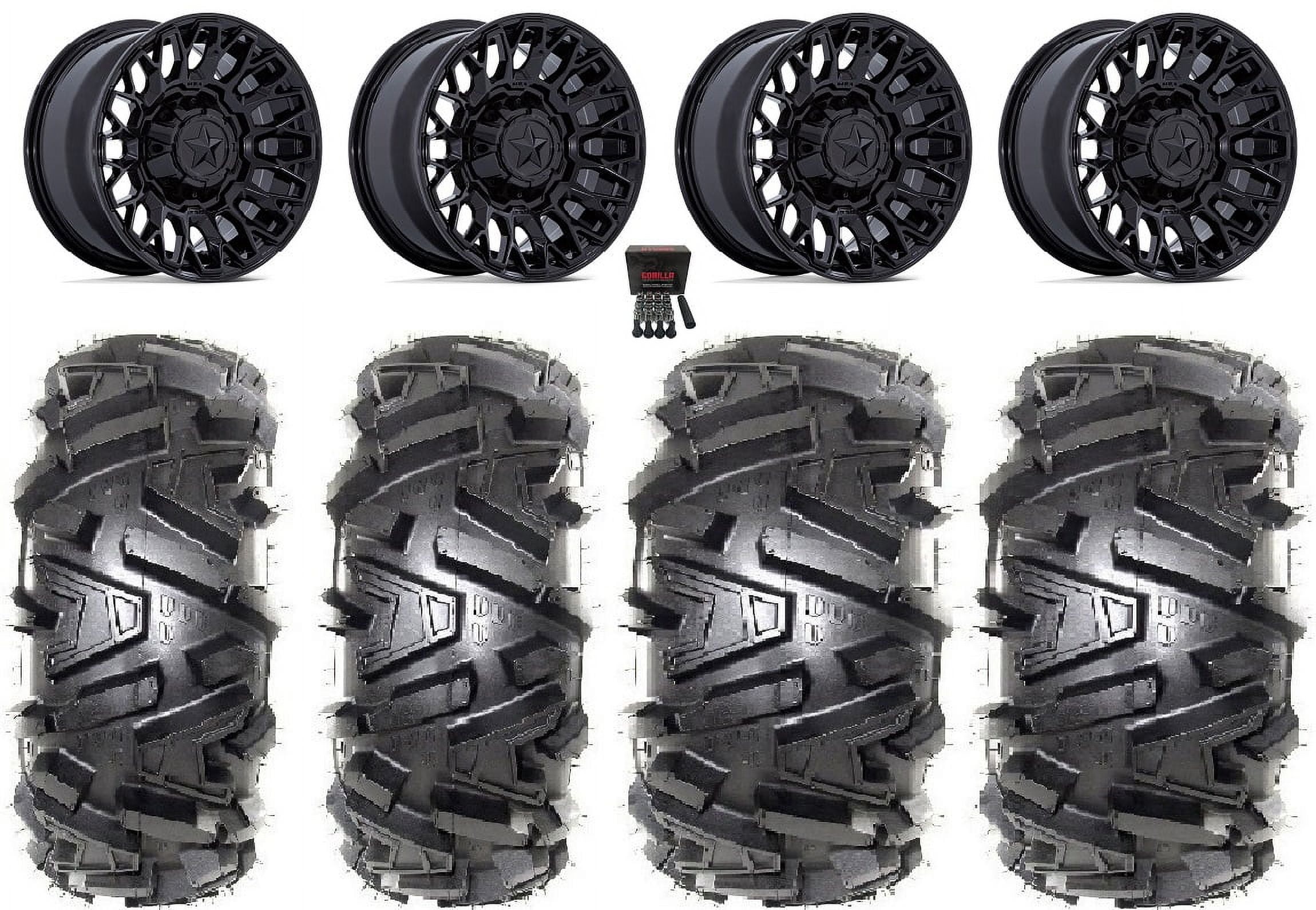 MSA Clubber 14" Wheels Black 27" Moto MTC Tires Polaris RZR XP 1000 ...