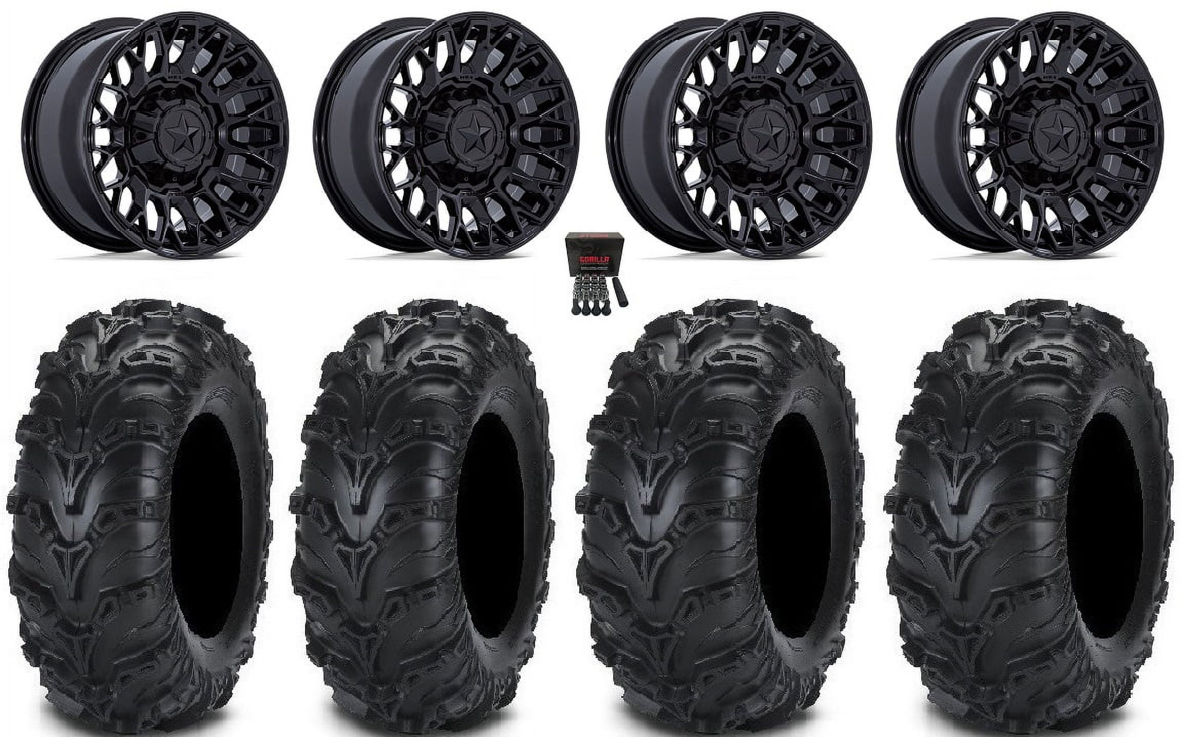 MSA Clubber 14" Wheels Black 27" Mud Lite II Tires Sportsman 550 850 ...