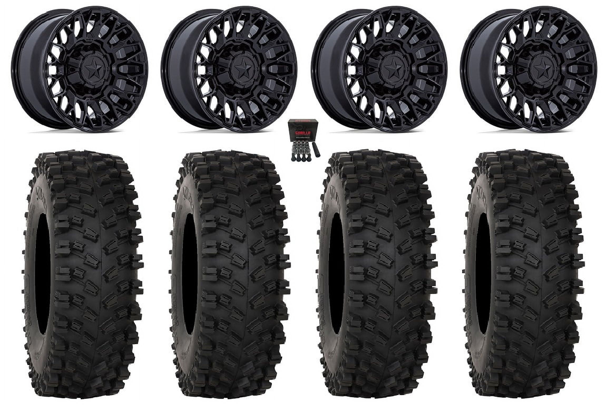 MSA Clubber 14" Wheels Black 28" ATX470 Tires Sportsman 550 850 1000 ...