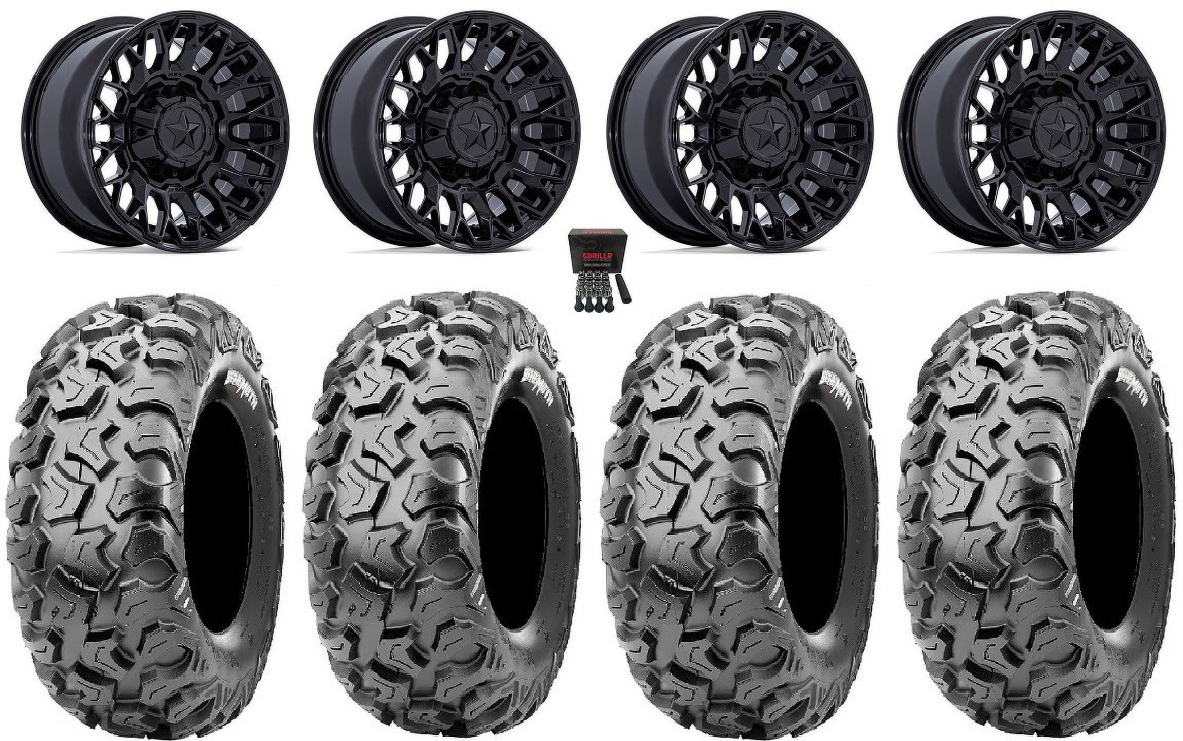 MSA Clubber 14" Wheels Black 28" Behemoth Tires Sportsman 550 850 1000 ...