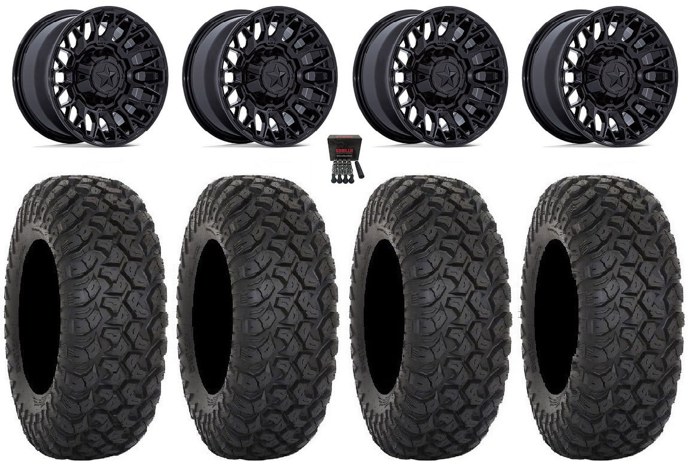 MSA Clubber 14" Wheels Black 28" RT320 Tires Can-Am Maverick X3 / Honda ...