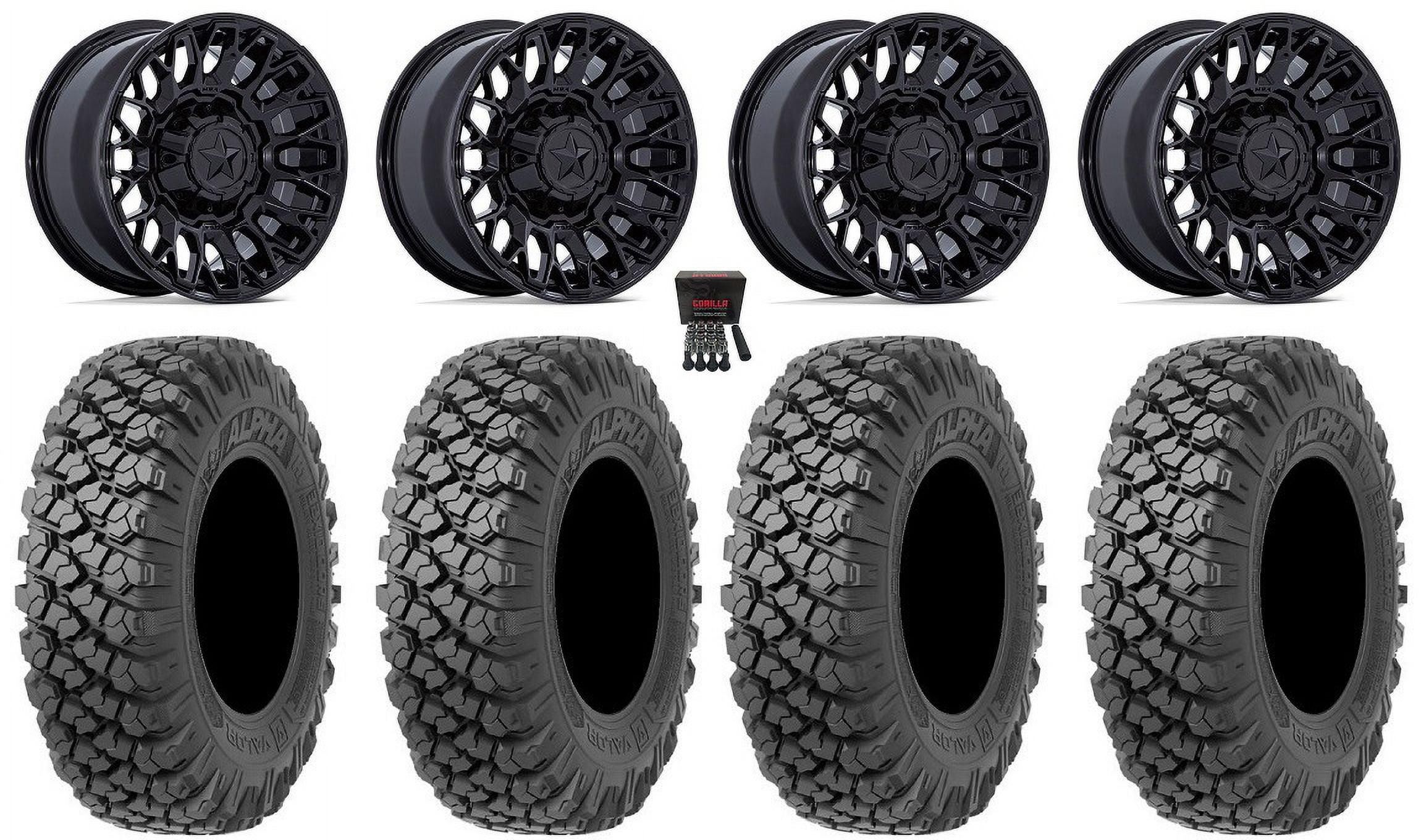 MSA Clubber 14" Wheels Black 30" Alpha Tires Can-Am Commander Maverick ...