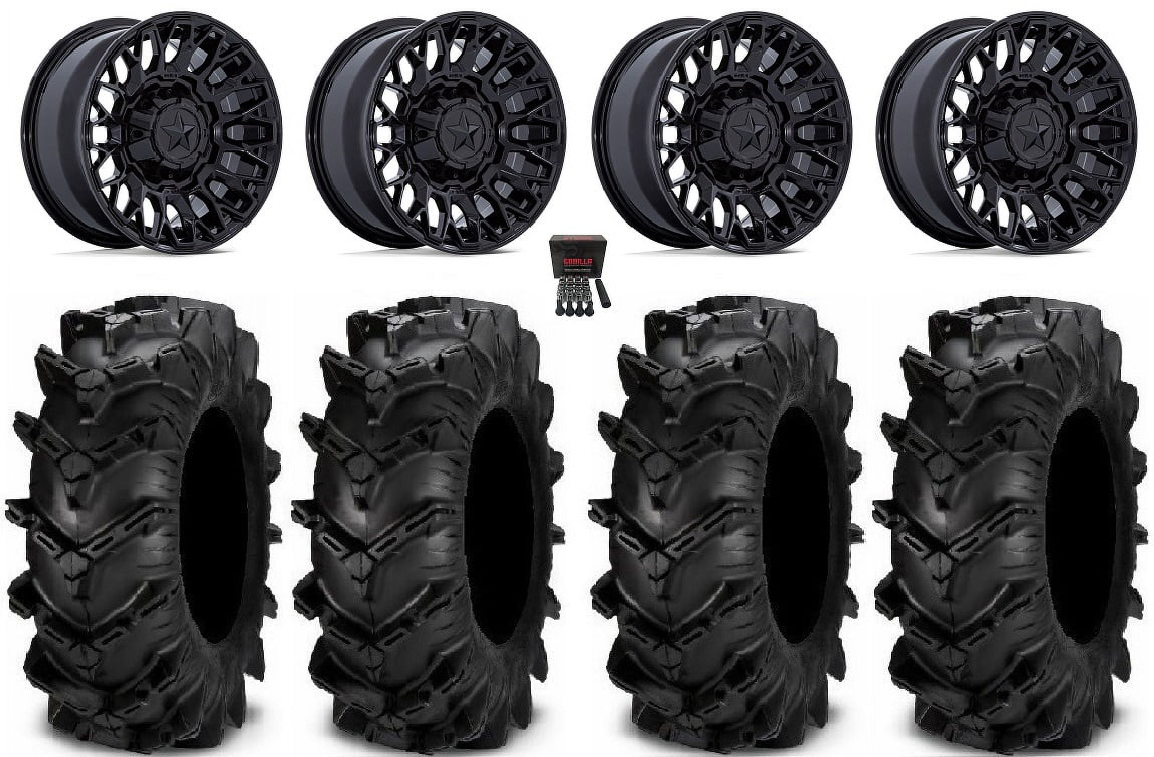 MSA Clubber 14" Wheels Black 30" Cryptid Tires Can-Am Maverick X3 ...
