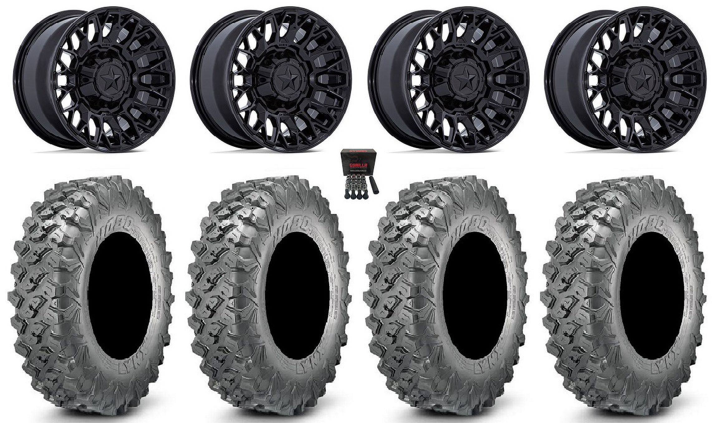 MSA Clubber 14" Wheels Black 30" Lynx SXS Tires Polaris RZR XP 1000 ...
