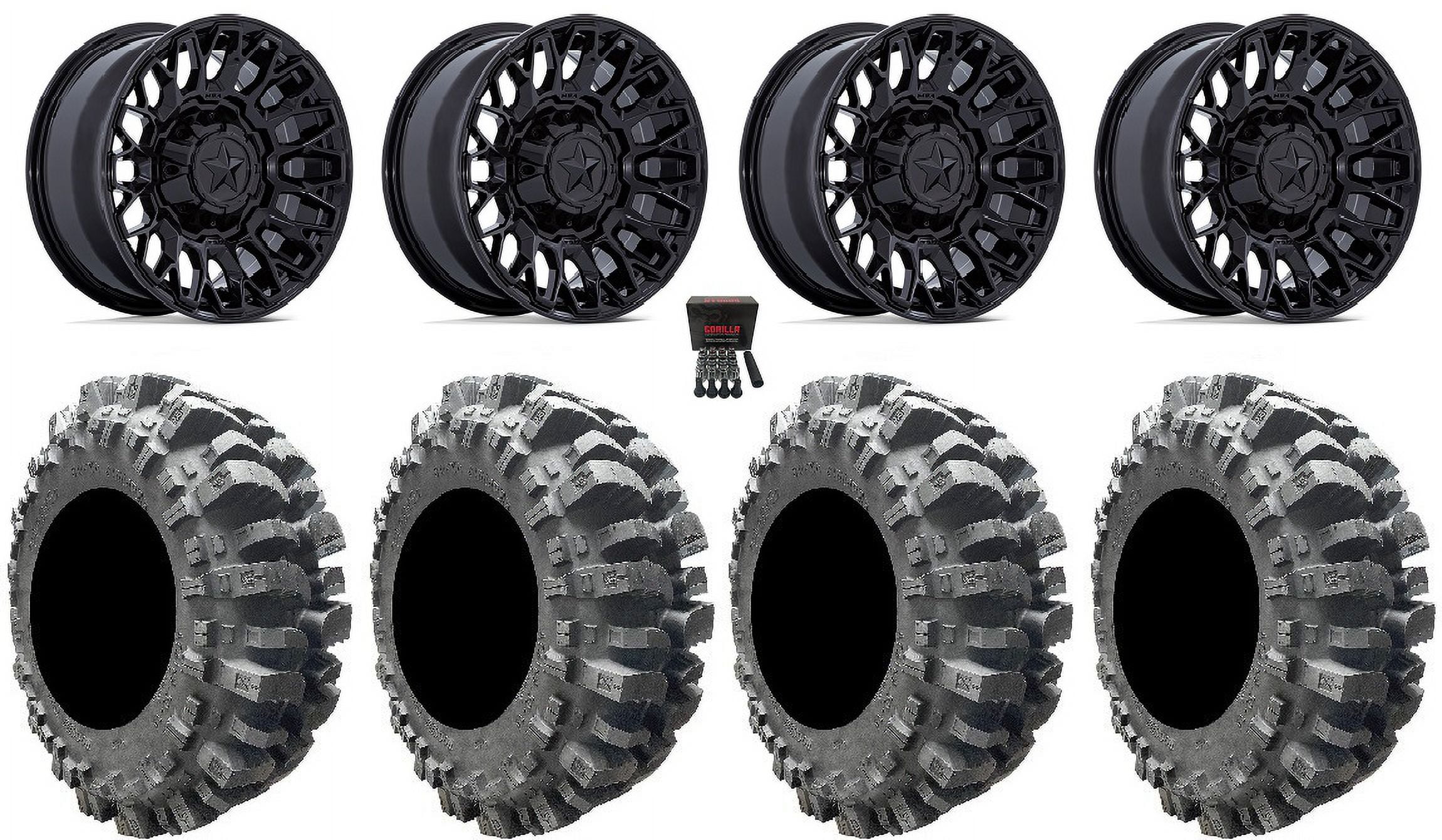 MSA Clubber 14" Wheels Black 31" Bogger Tires Can-Am Commander Maverick ...
