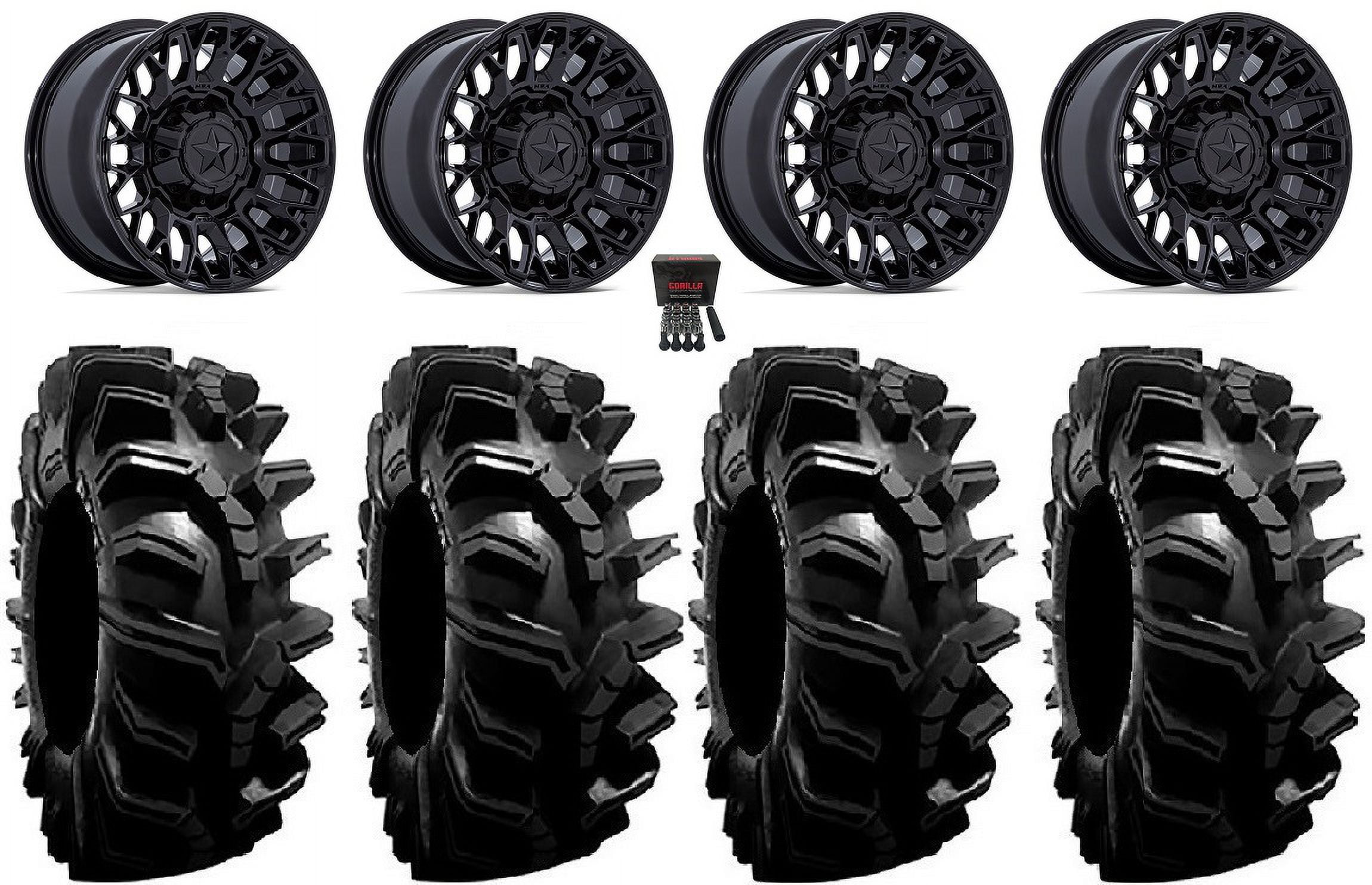 MSA Clubber 14" Wheels Black 32" BogMax Tires Can-Am Maverick X3 ...