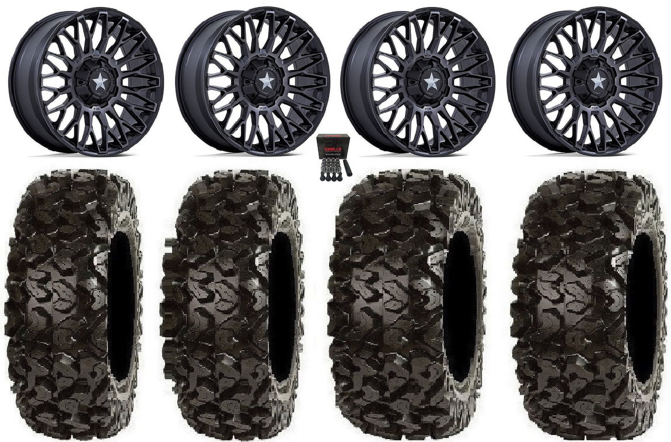 MSA Clubber 14" Wheels Black DDT 26" Rip Saw Tires Polaris RZR XP 1000 ...