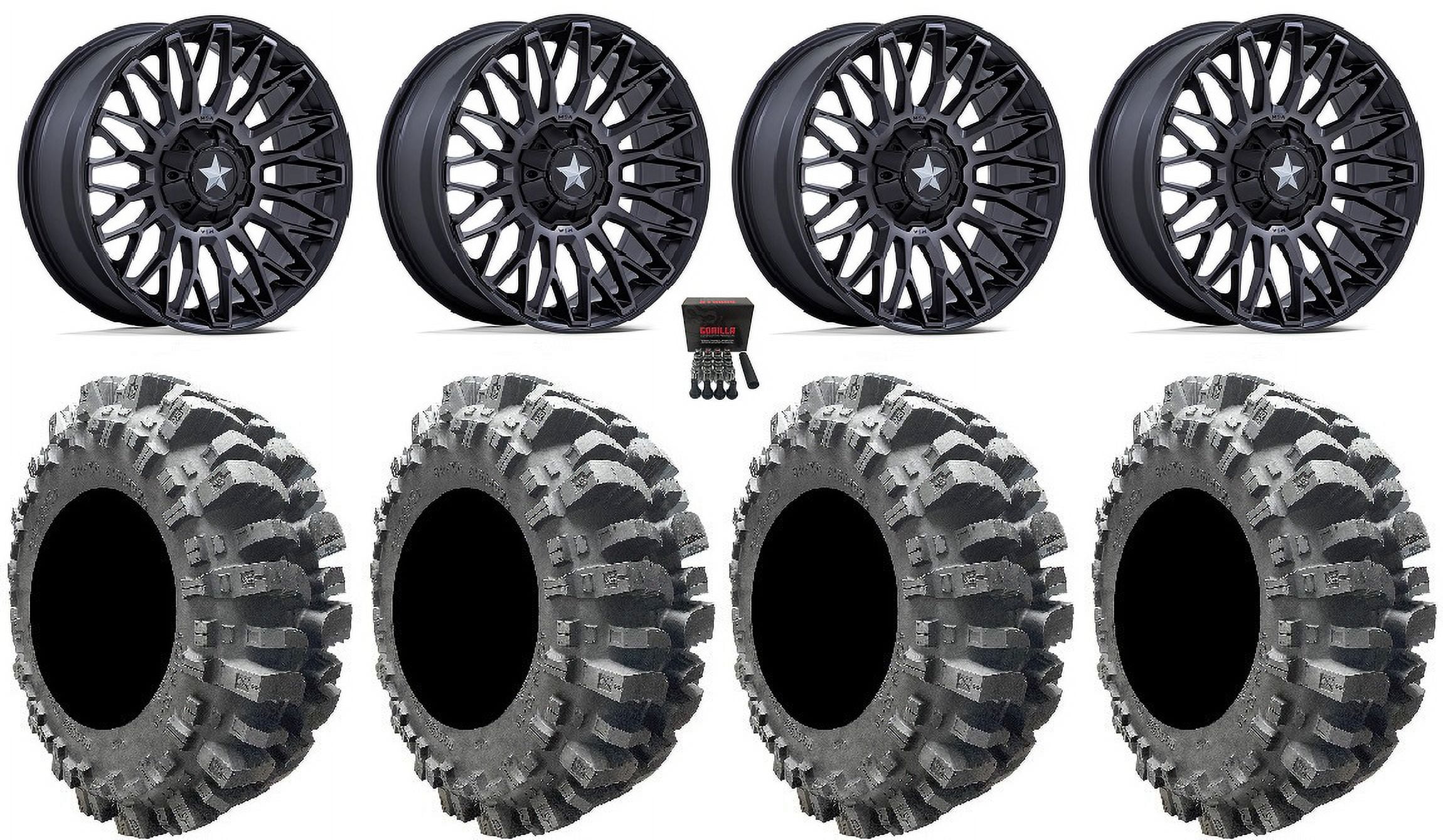 MSA Clubber 14" Wheels Black DDT 28" Bogger Tires Can-Am Maverick X3 ...