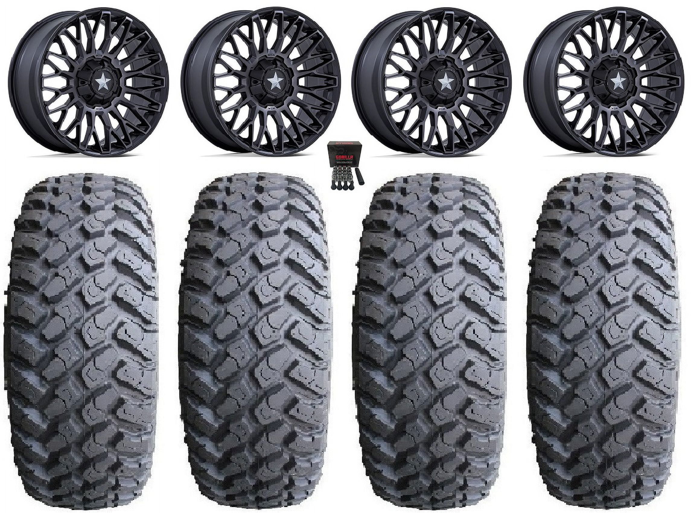 MSA Clubber 14" Wheels Black DDT 28" MotoHammer Tires Can-Am Commander ...