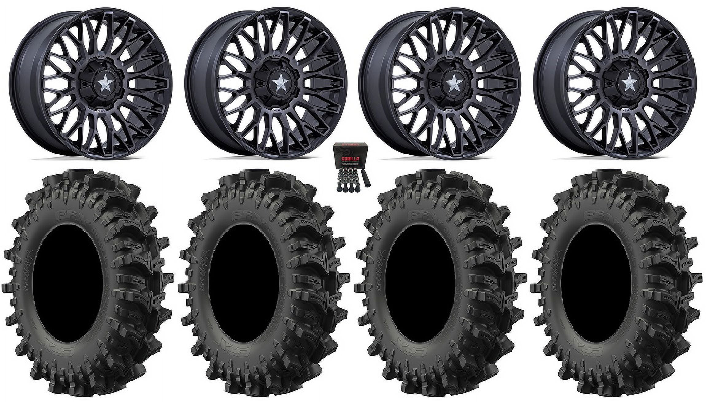 MSA Clubber 14" Wheels Black DDT 28" MotoSlayer Tires Can-Am Commander ...