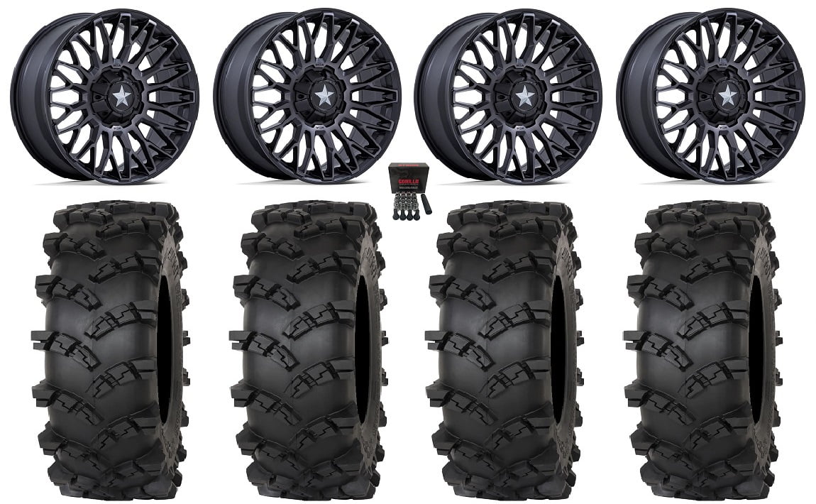 MSA Clubber 14" Wheels Black DDT 28" Outlaw M/T Tires Can-Am Maverick ...