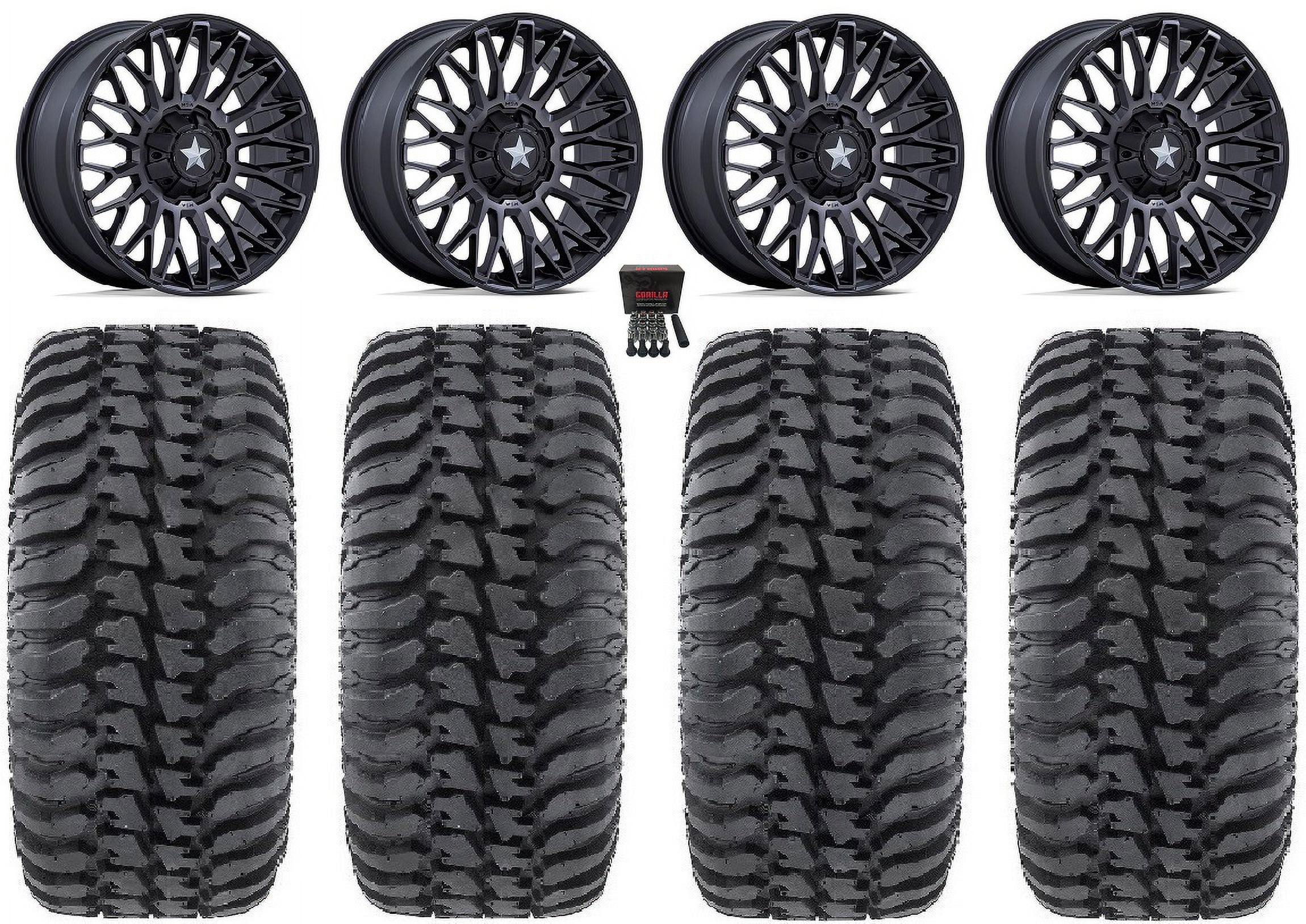 MSA Clubber 14" Wheels Black DDT 28" Regulator Tires Polaris RZR XP ...