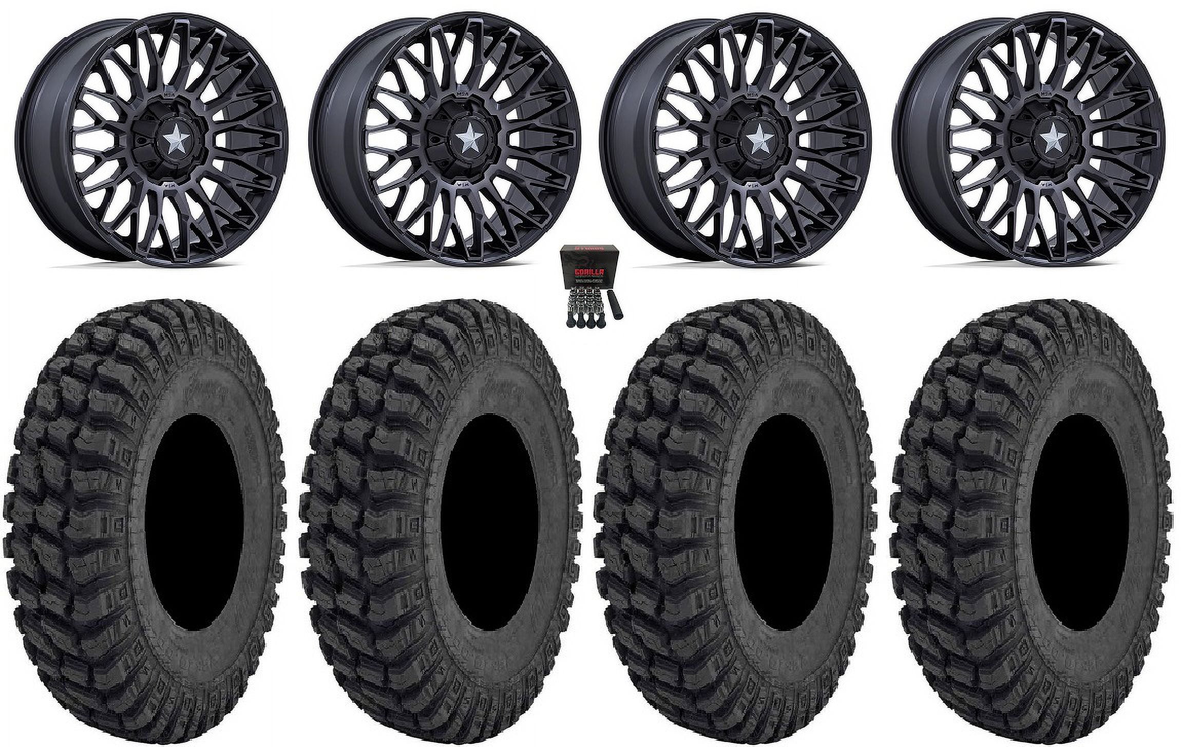 MSA Clubber 14" Wheels Black DDT 28" Warrior AT Tires Can-Am Commander ...