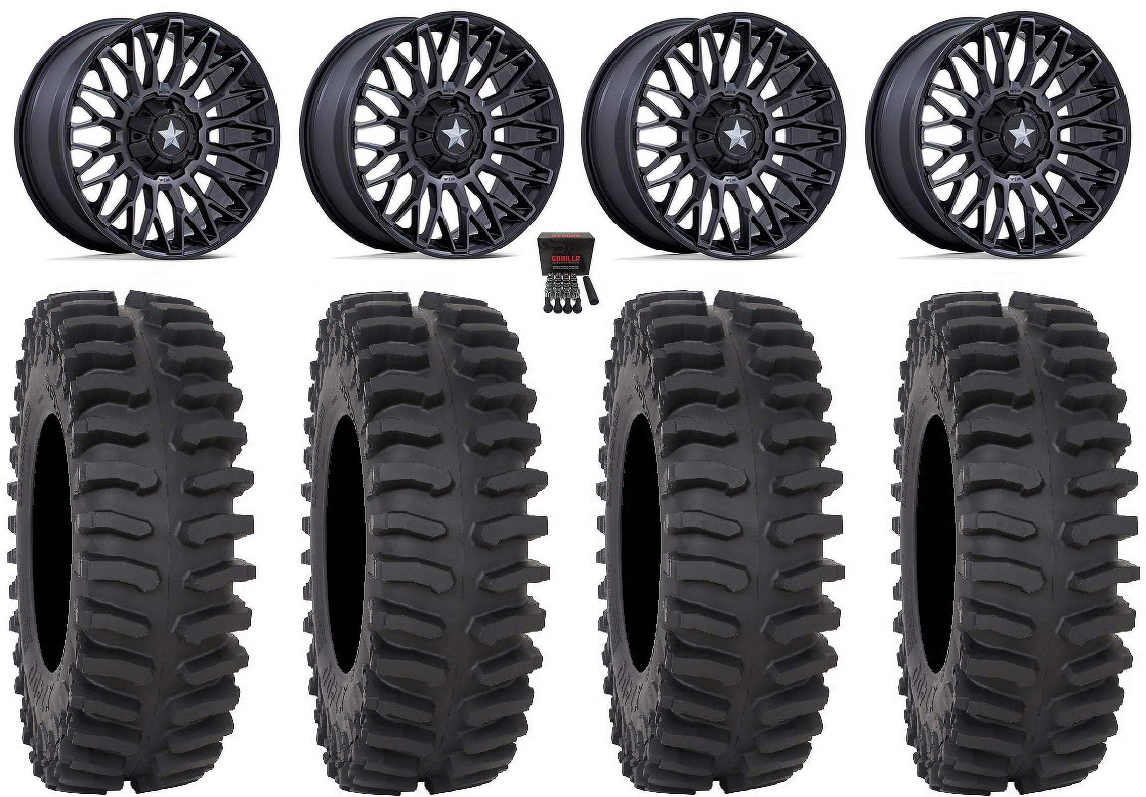 MSA Clubber 14" Wheels Black DDT 28" XT400 Tires Can-Am Commander ...