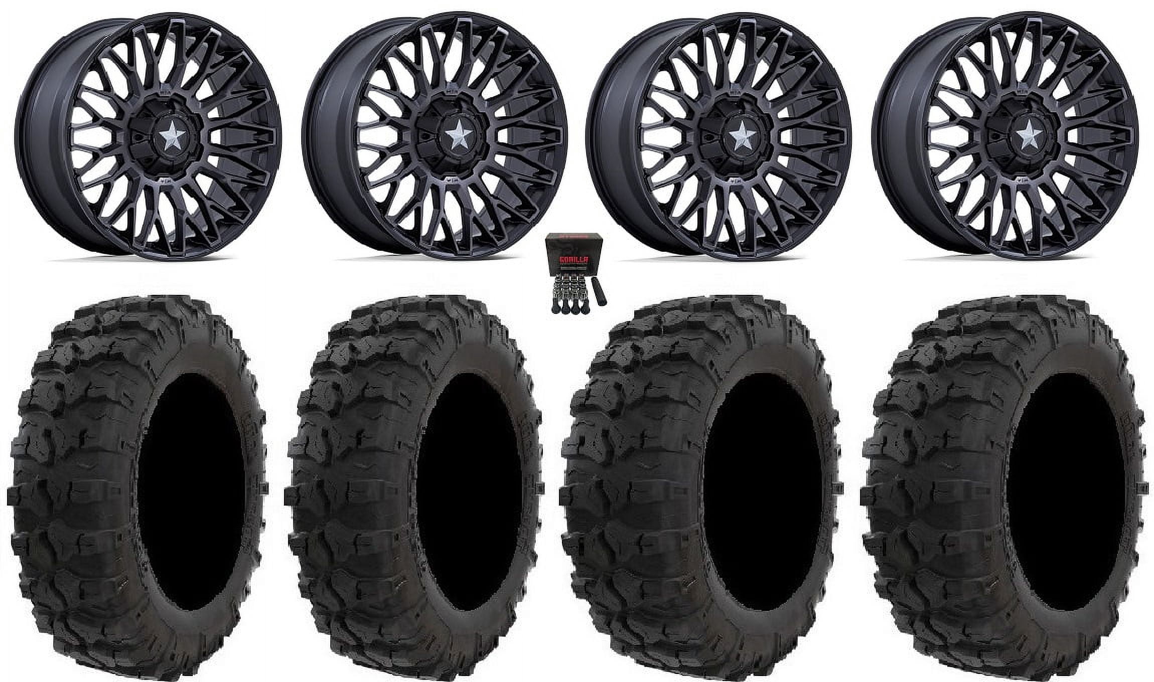MSA Clubber 14" Wheels Black DDT 29" Dual Threat Tires Can-Am Commander ...