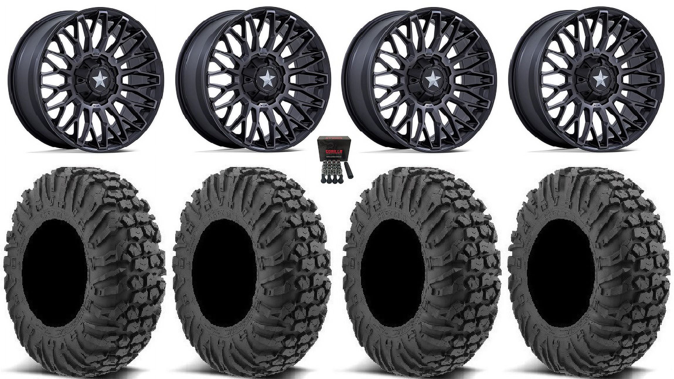 MSA Clubber 14" Wheels Black DDT 30" MotoVator Tires Can-Am Commander ...