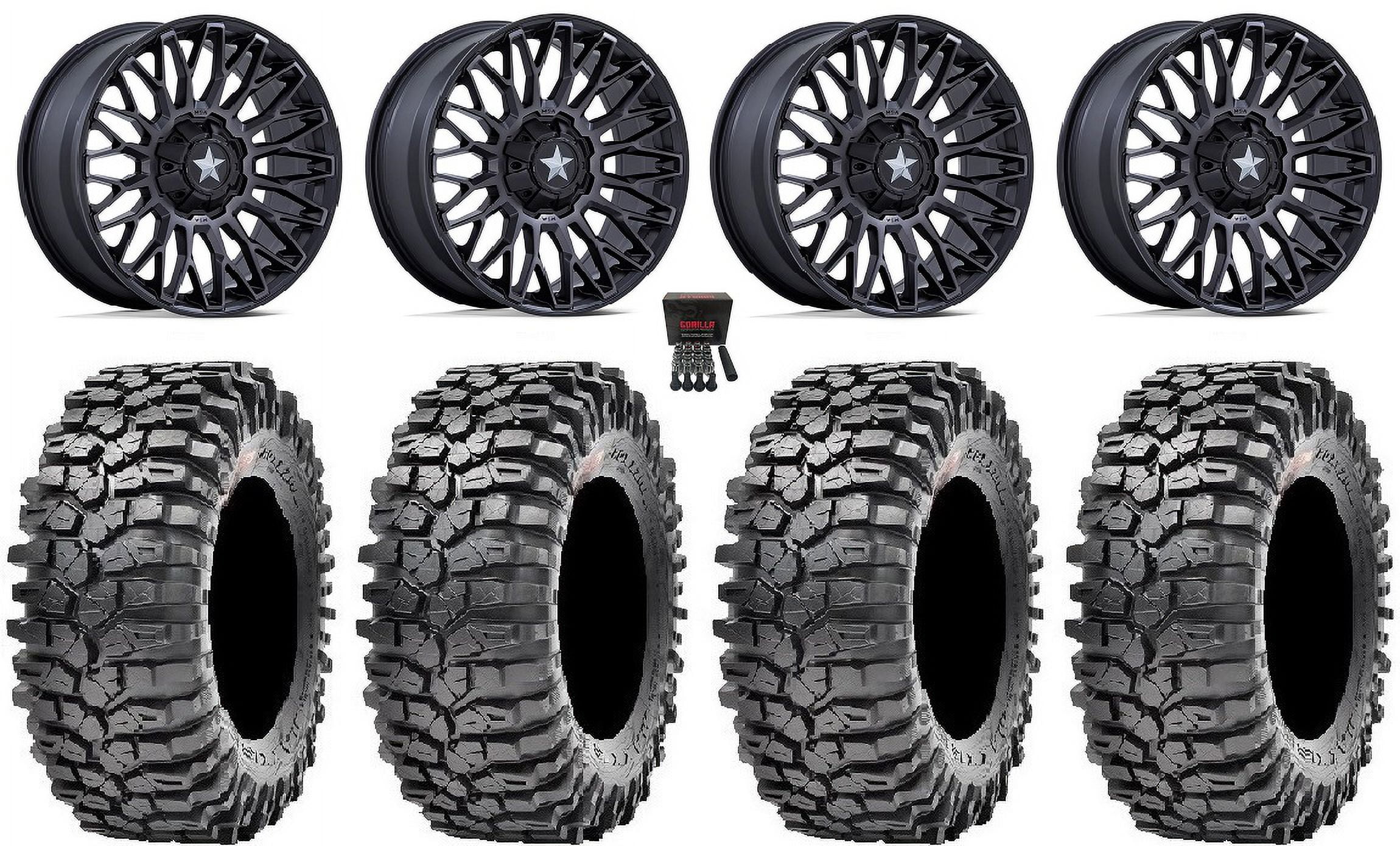 MSA Clubber 14" Wheels Black DDT 30" Roxxzilla Tires Can-Am Maverick X3 ...