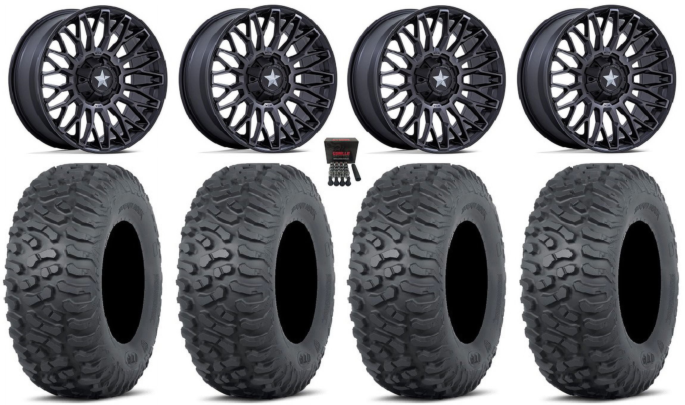 MSA Clubber 14" Wheels Black DDT 30" Terra Hook Tires Can-Am Commander ...