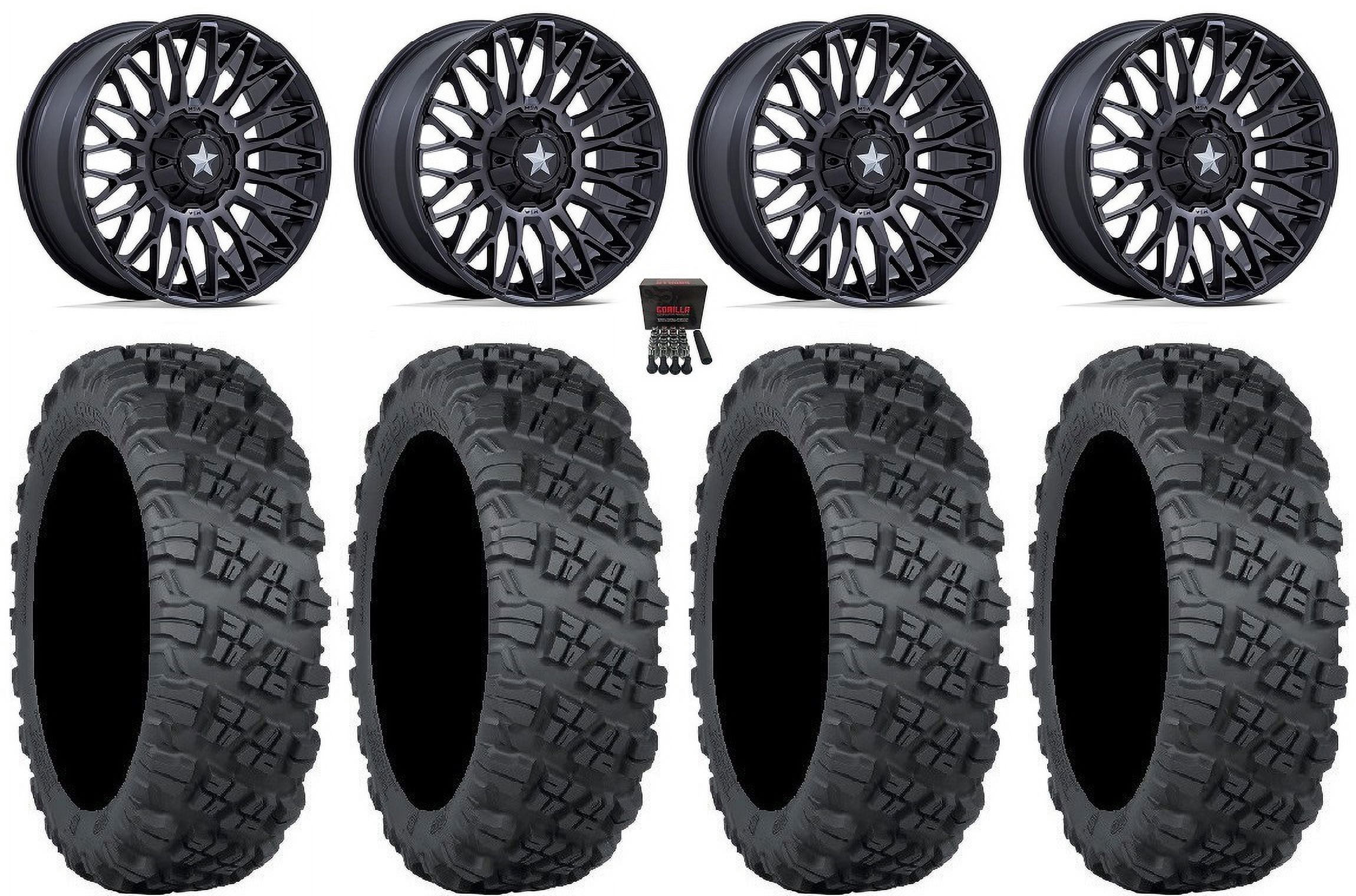 MSA Clubber 14" Wheels Black DDT 30" Versa Cross V3 Tires Polaris RZR ...