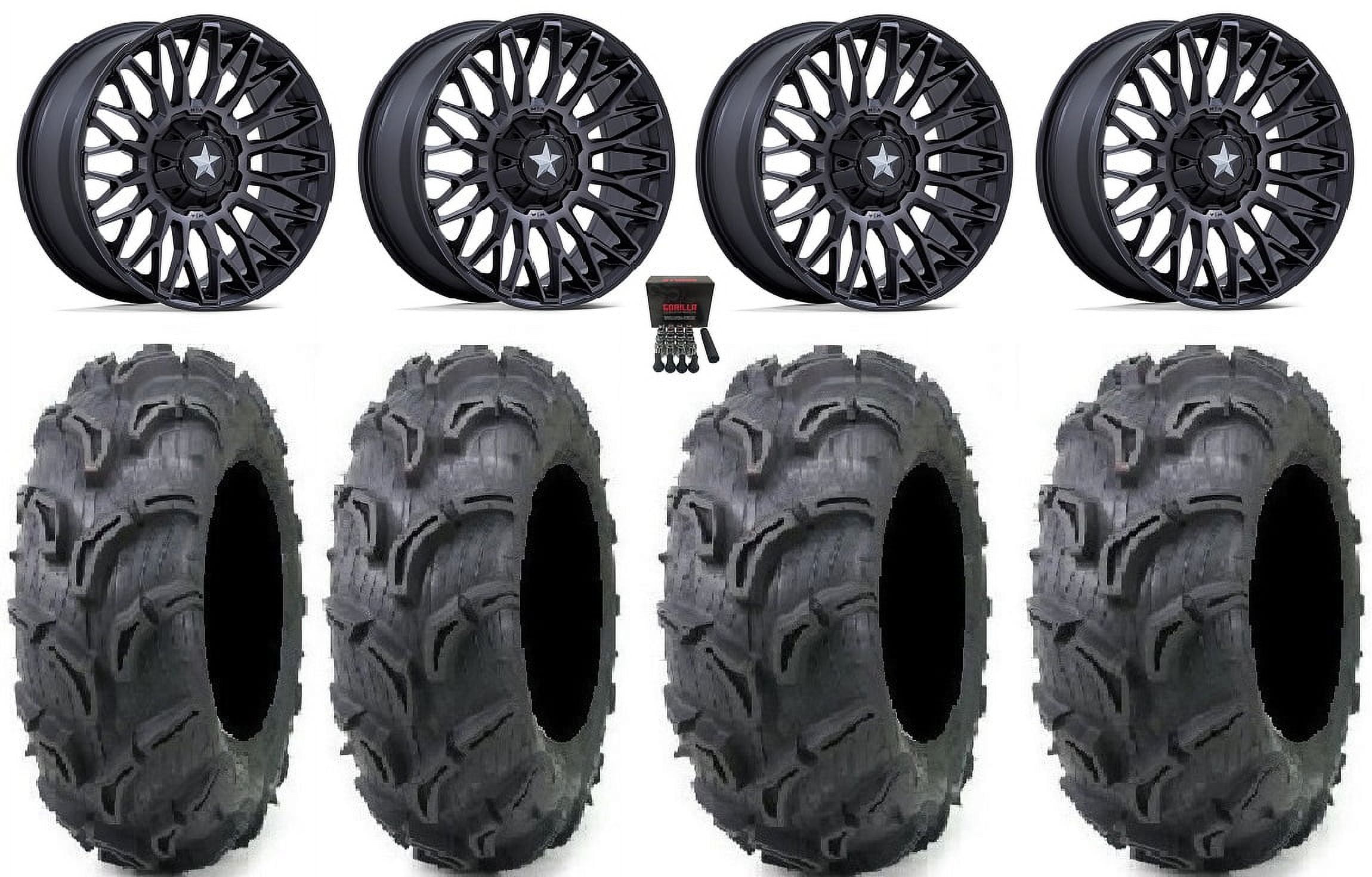 MSA Clubber 14" Wheels Black DDT 30" Zilla Tires Can-Am Maverick X3 ...