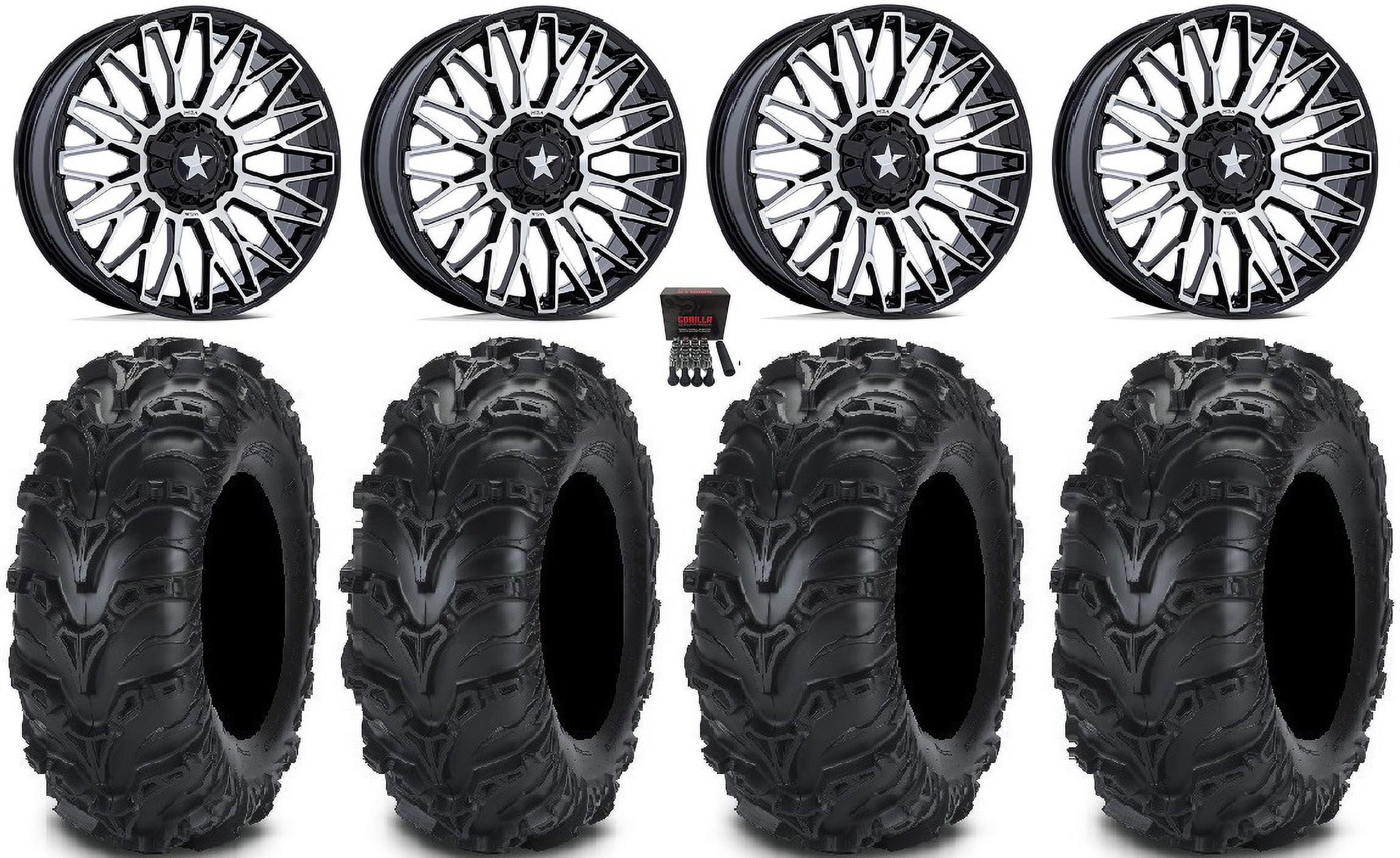 MSA Clubber 14" Wheels Machined 27" Mud Lite II Tires Can-Am Commander ...