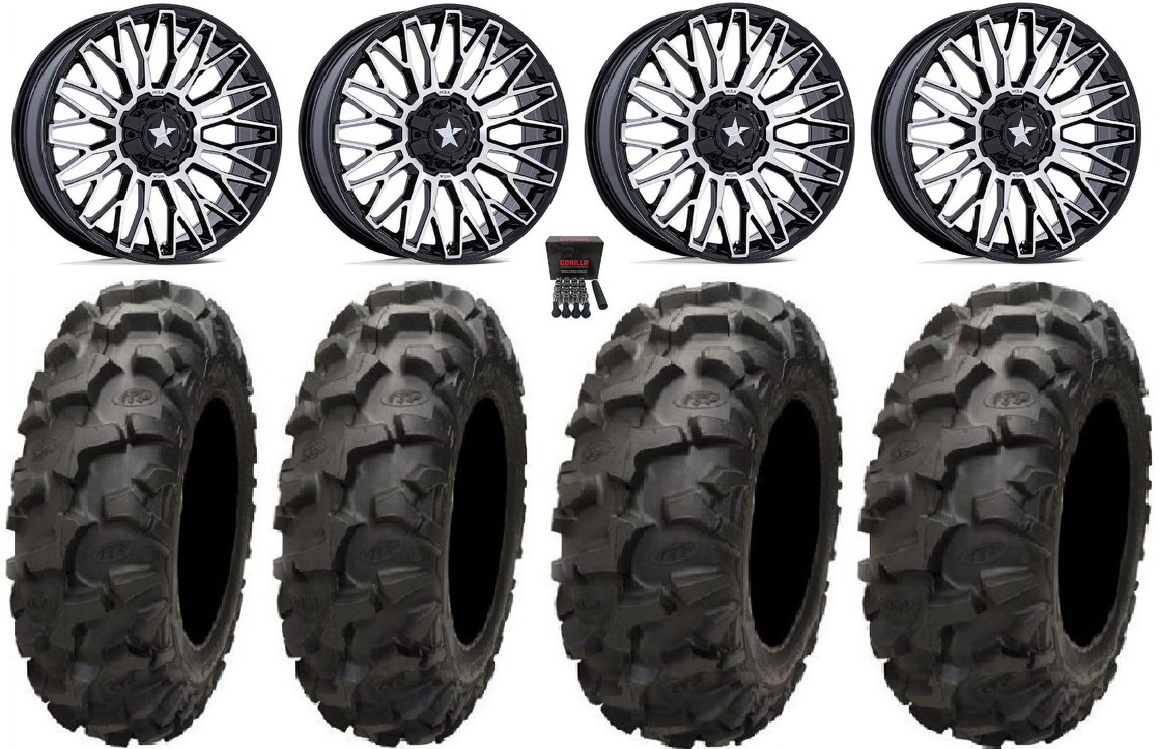 MSA Clubber 14" Wheels Machined 28" Black water Tires Can-Am Commander ...