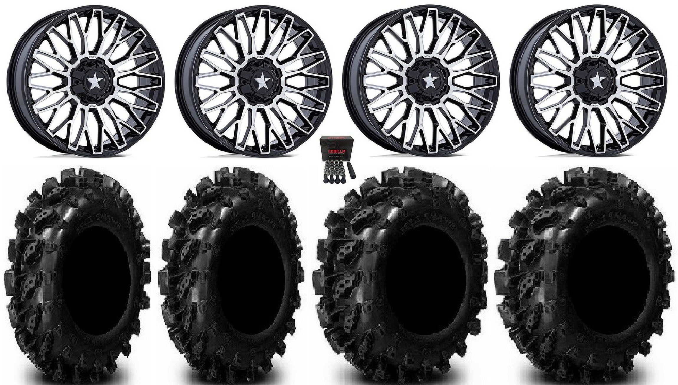 MSA Clubber 14" Wheels Machined 28" Swamp Lite Tires Can-Am Maverick X3 ...