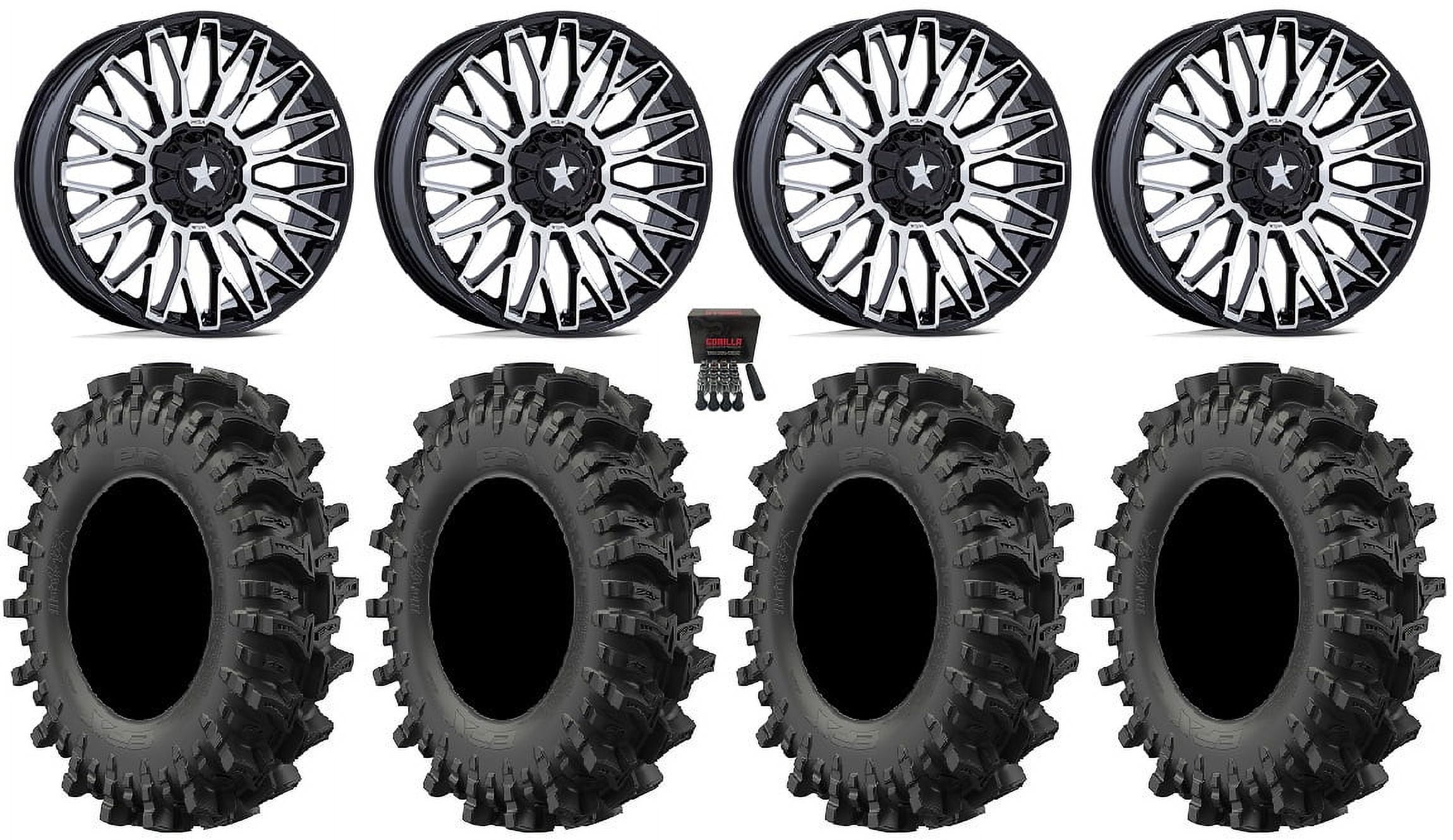 MSA Clubber 14" Wheels Machined 30" MotoSlayer Tires Can-Am Commander ...