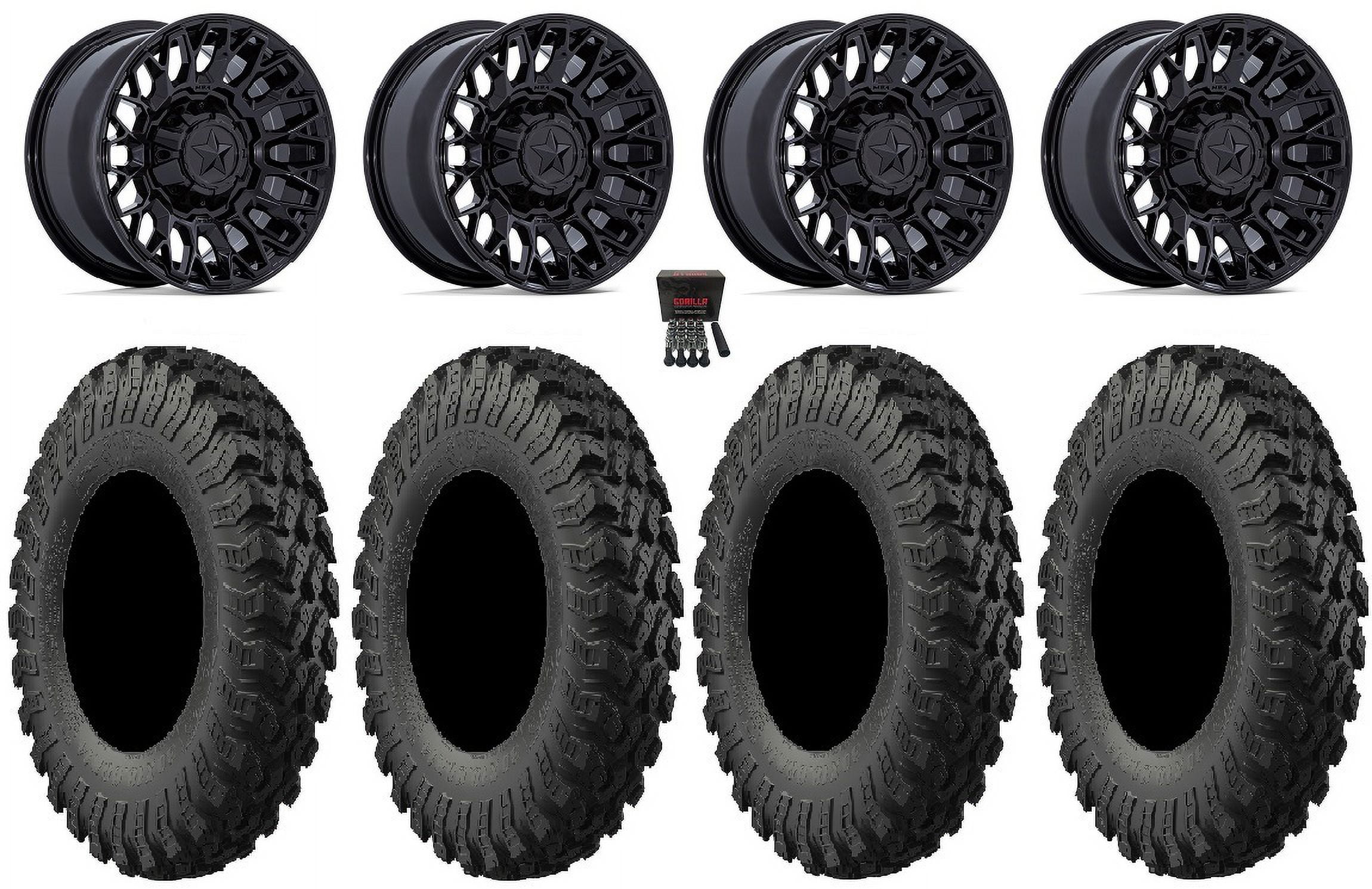 MSA Clubber 15" Wheels Black 30" MotoRally Tires Can-Am Commander ...