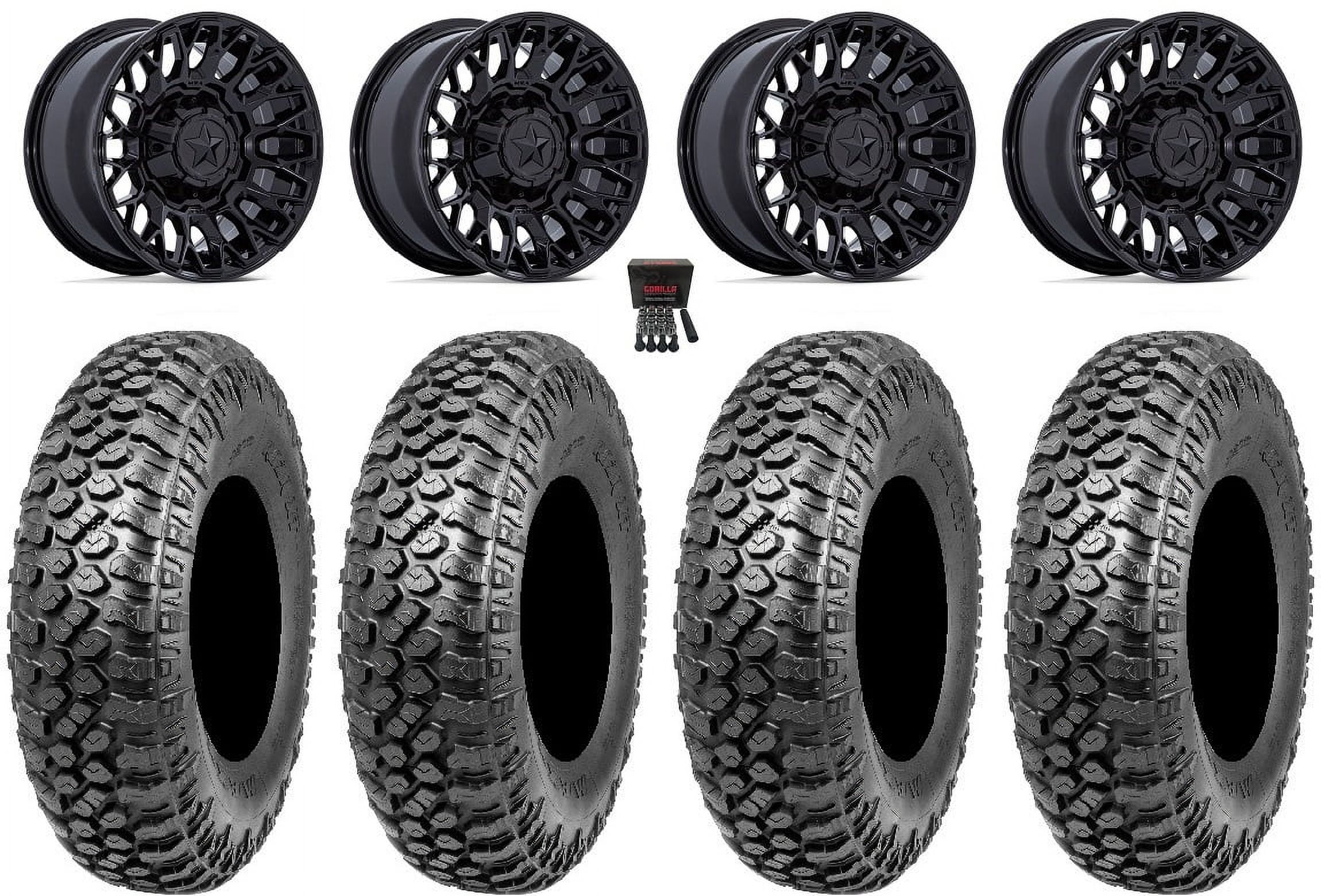 MSA Clubber 15" Wheels Black 32" RAZR XT Tires Can-Am Commander ...